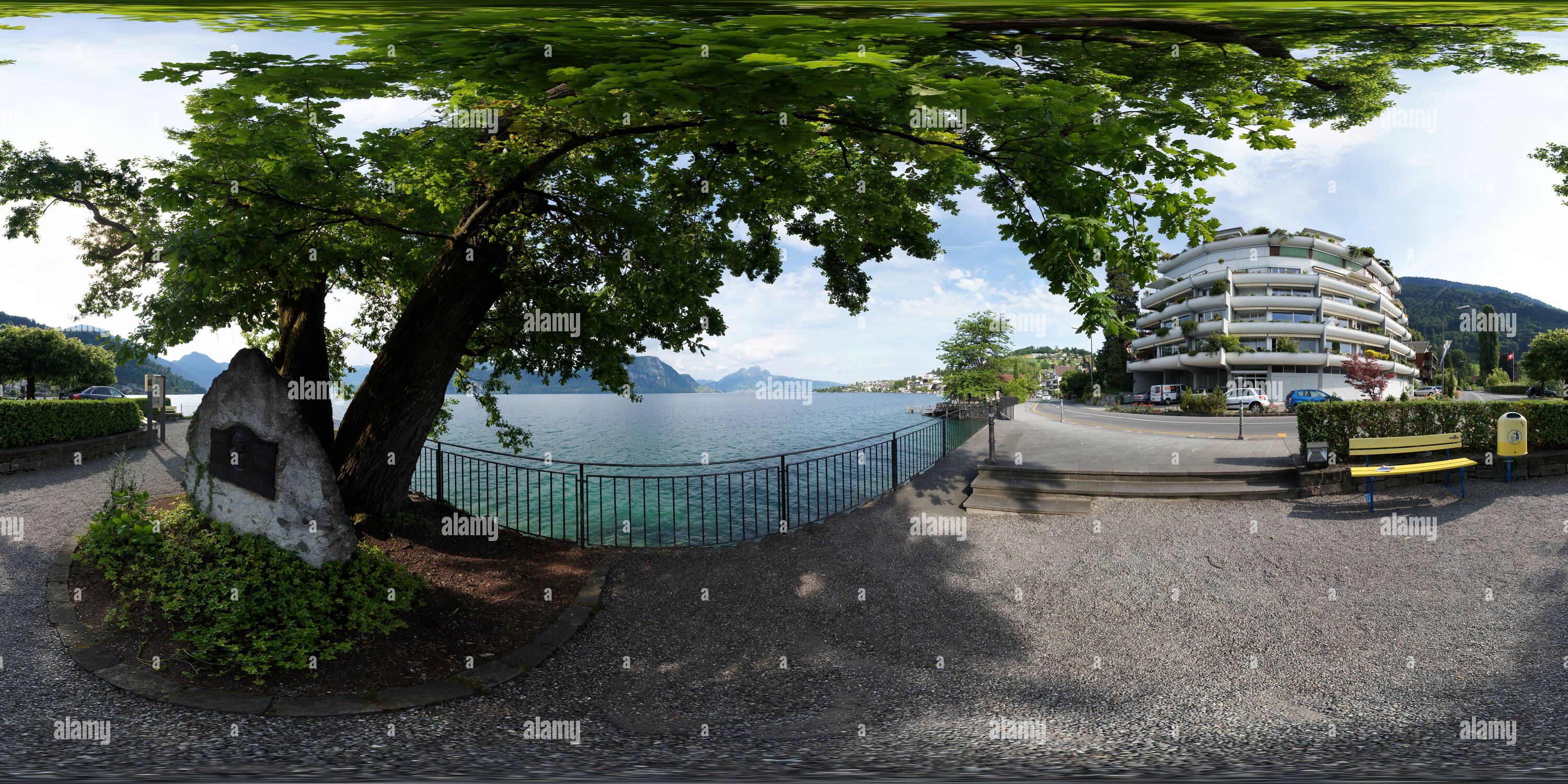 360° view of Switzerland Weggis Mark Twain Memorial Stone - Alamy