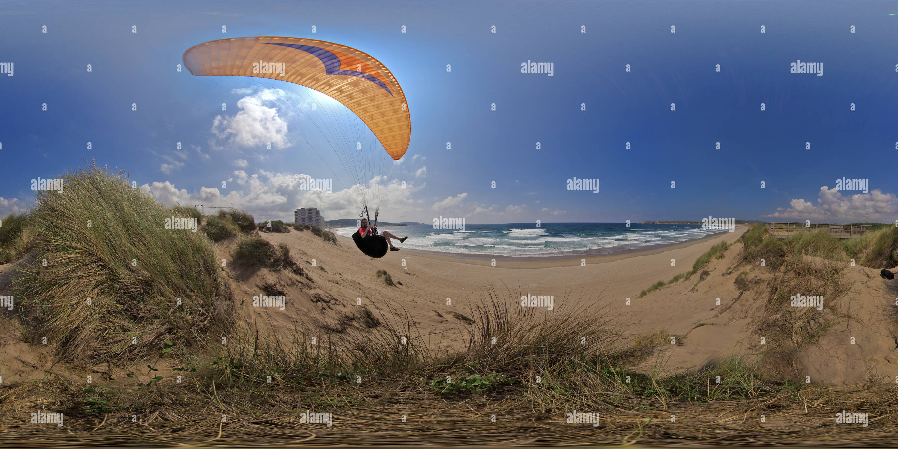 360° view of Salinas Beach Asturias - Alamy