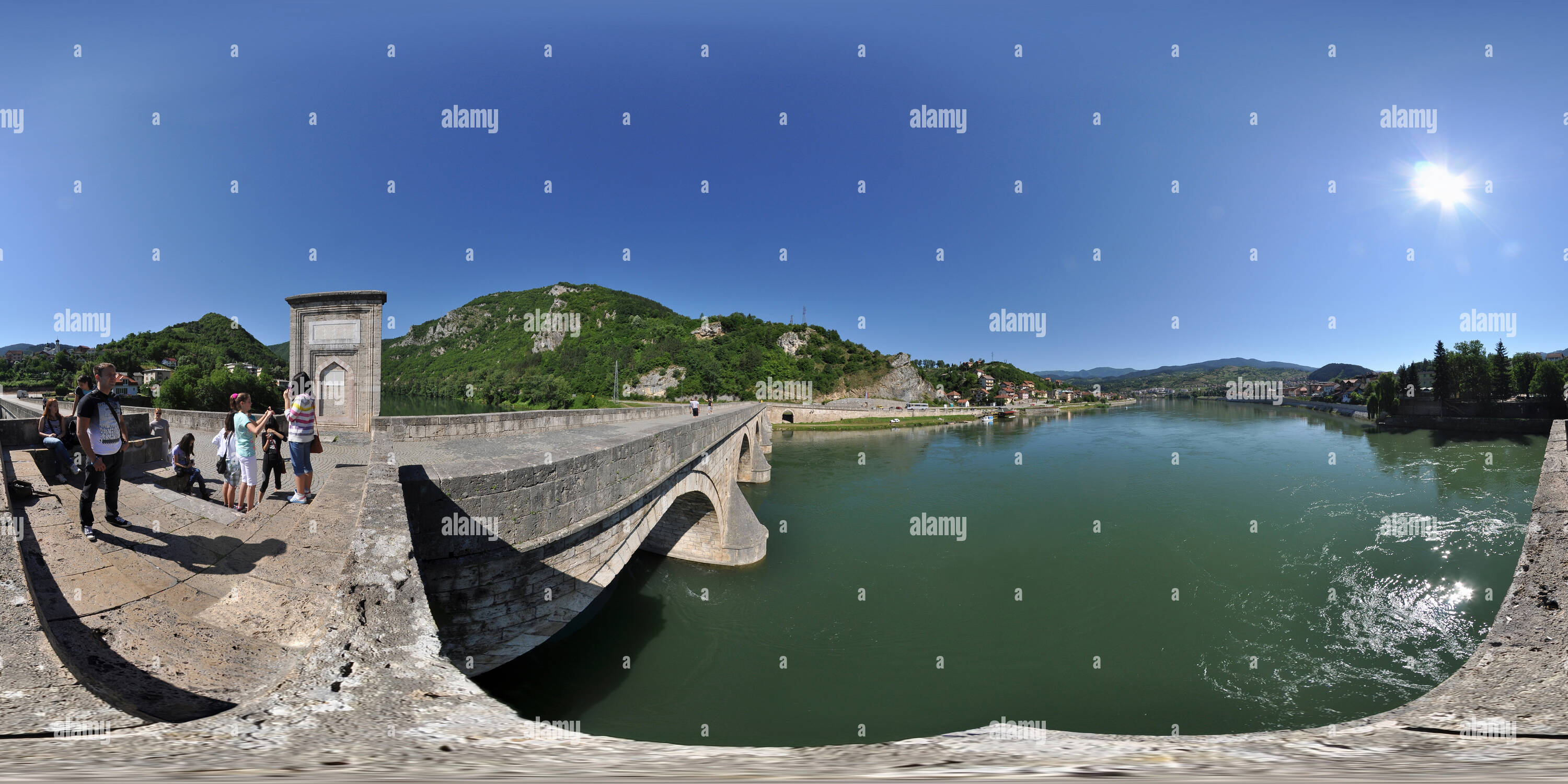 360° view of Višegrad, na Drini ćuprija - Alamy