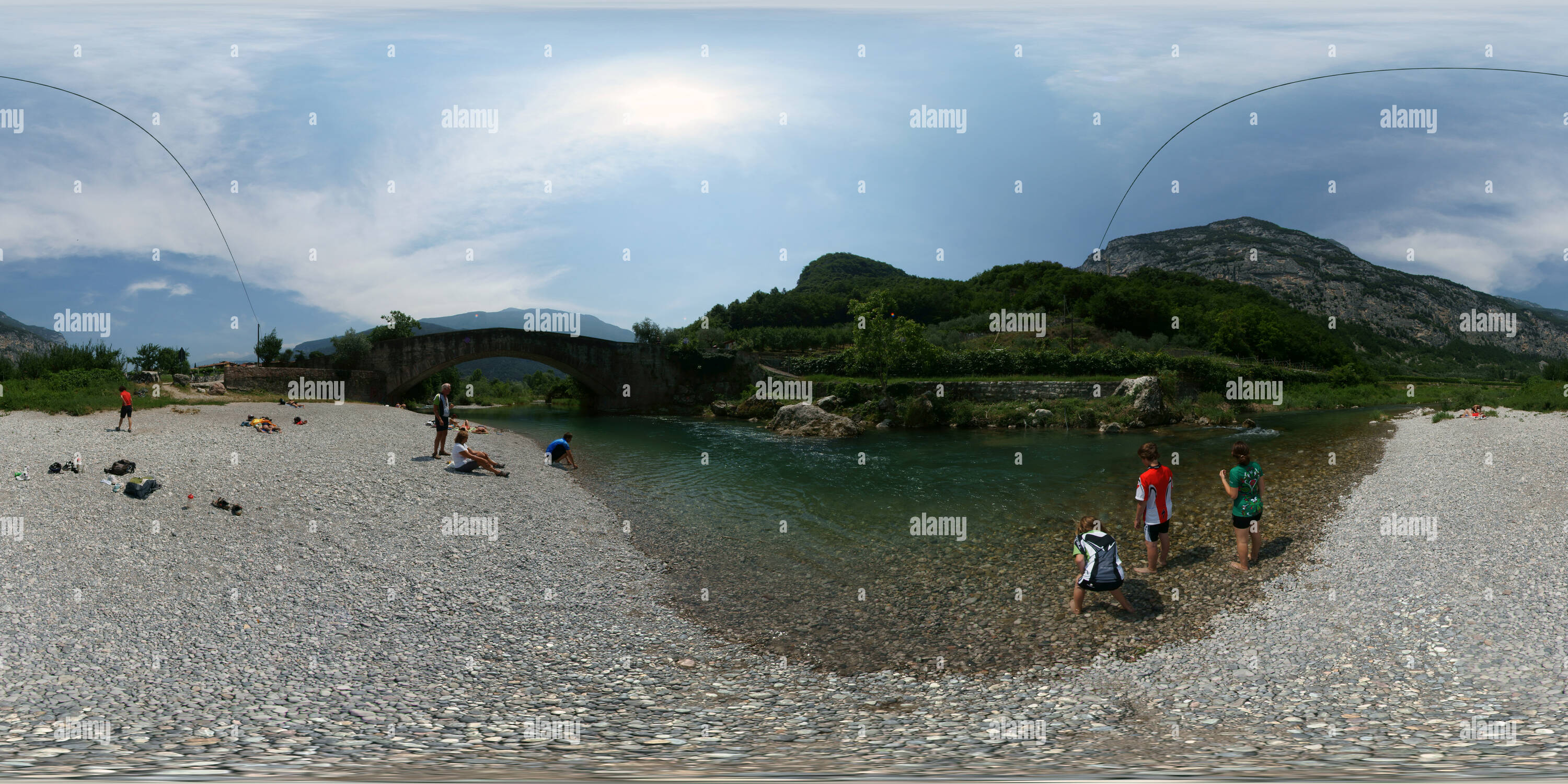 360° view of Italy Trentino Ceniga Old Bridge over Sarca Shore - Alamy