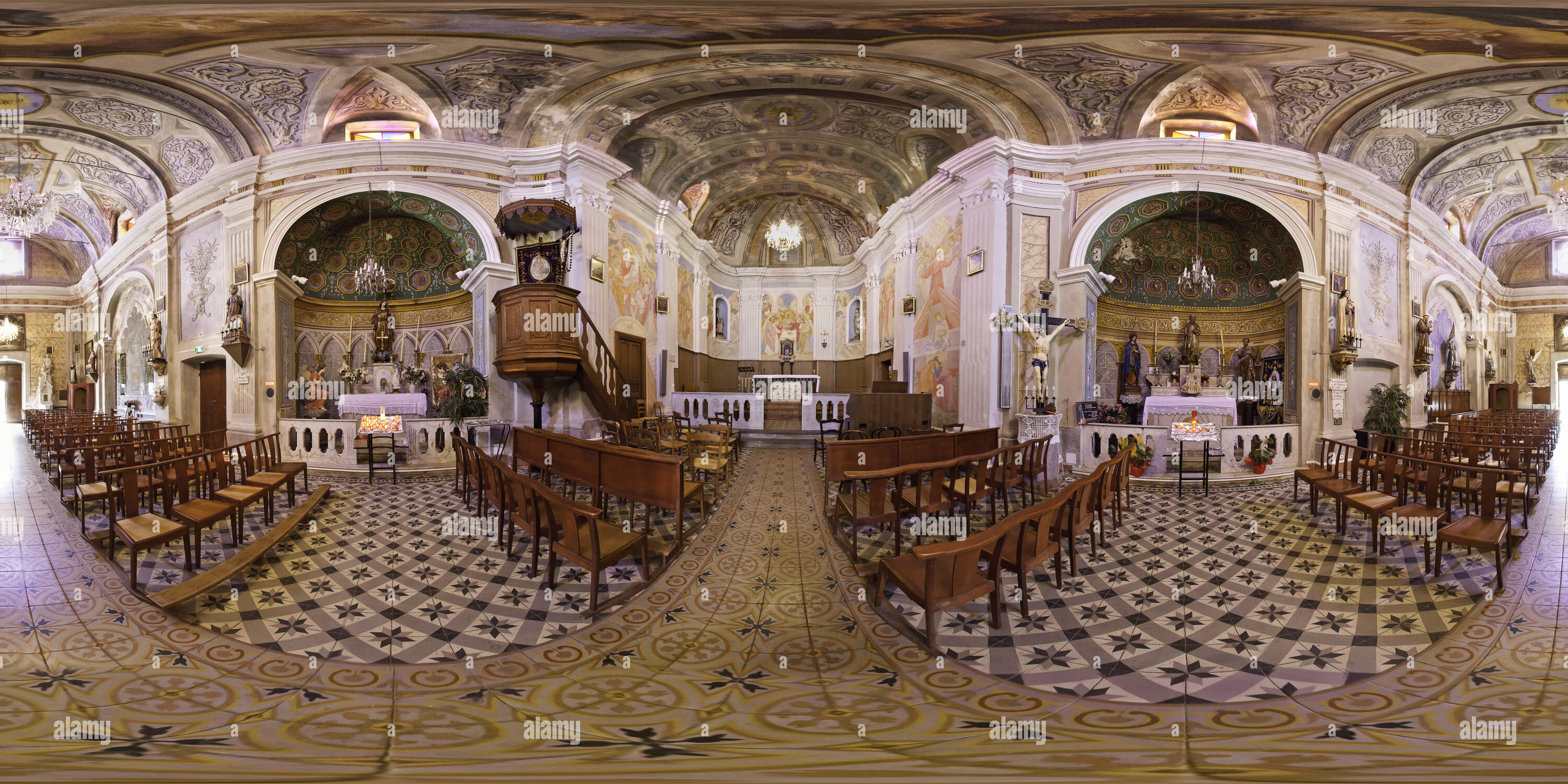 360° view of Latin chuch of Cargèse - Alamy