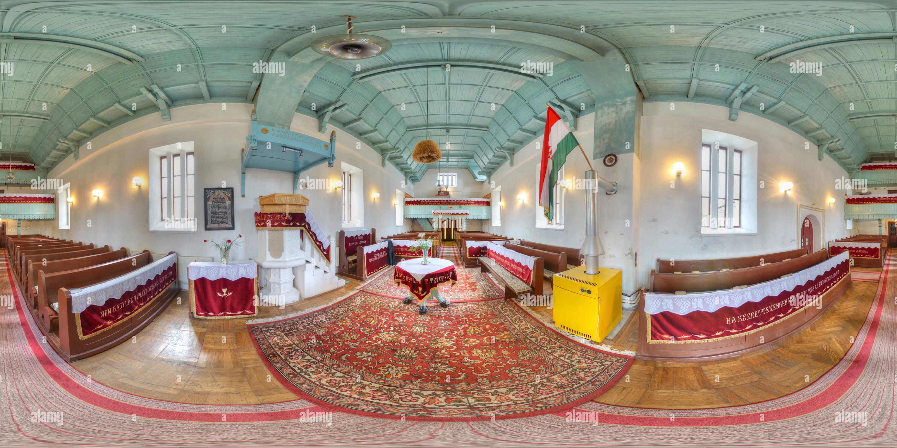 360° view of Calvinist Reformed Church - interior, Damacuseni, Romania ...