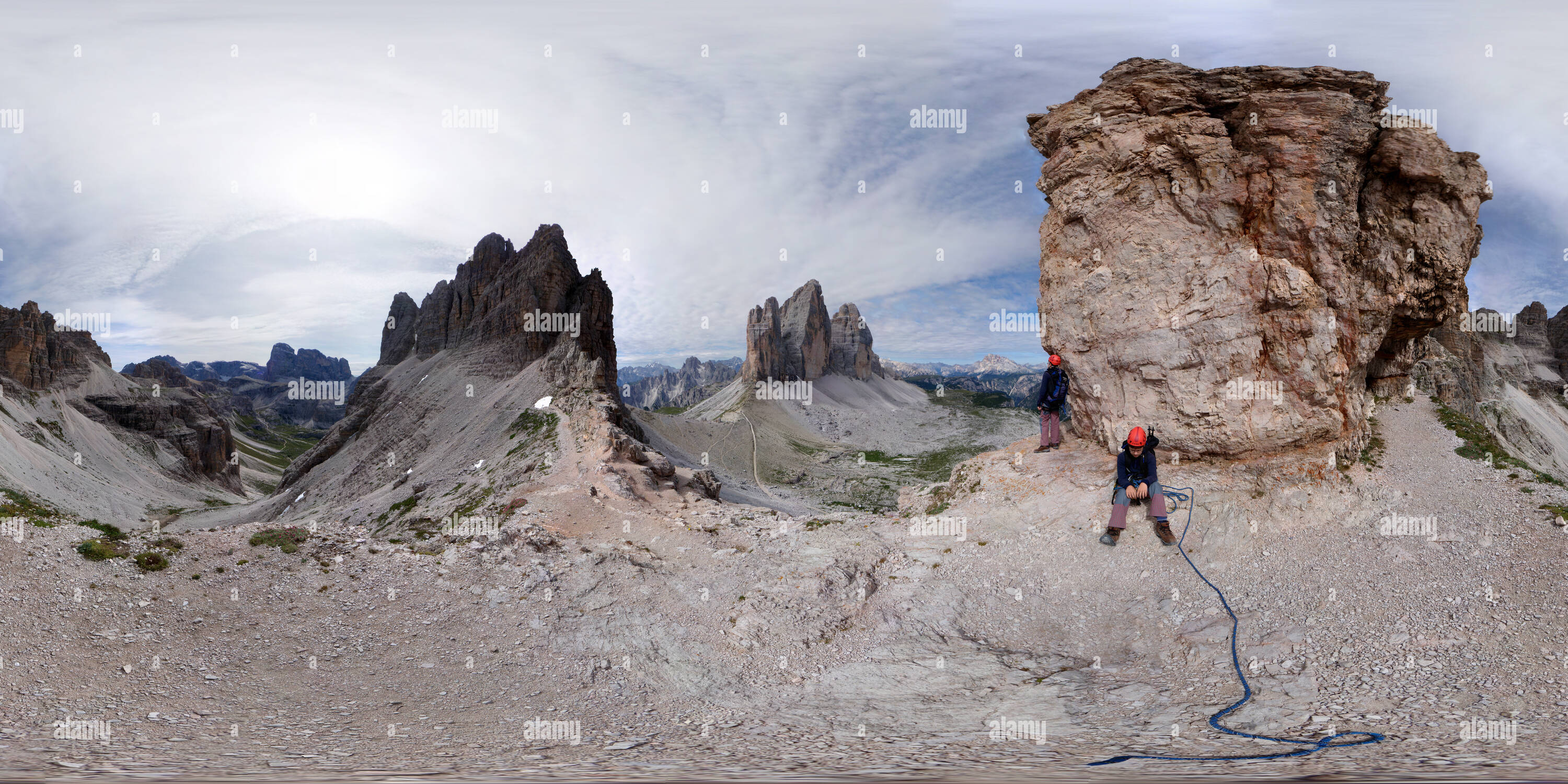 360° view of Tre Cime from ferrata to Monte Paterno - Alamy
