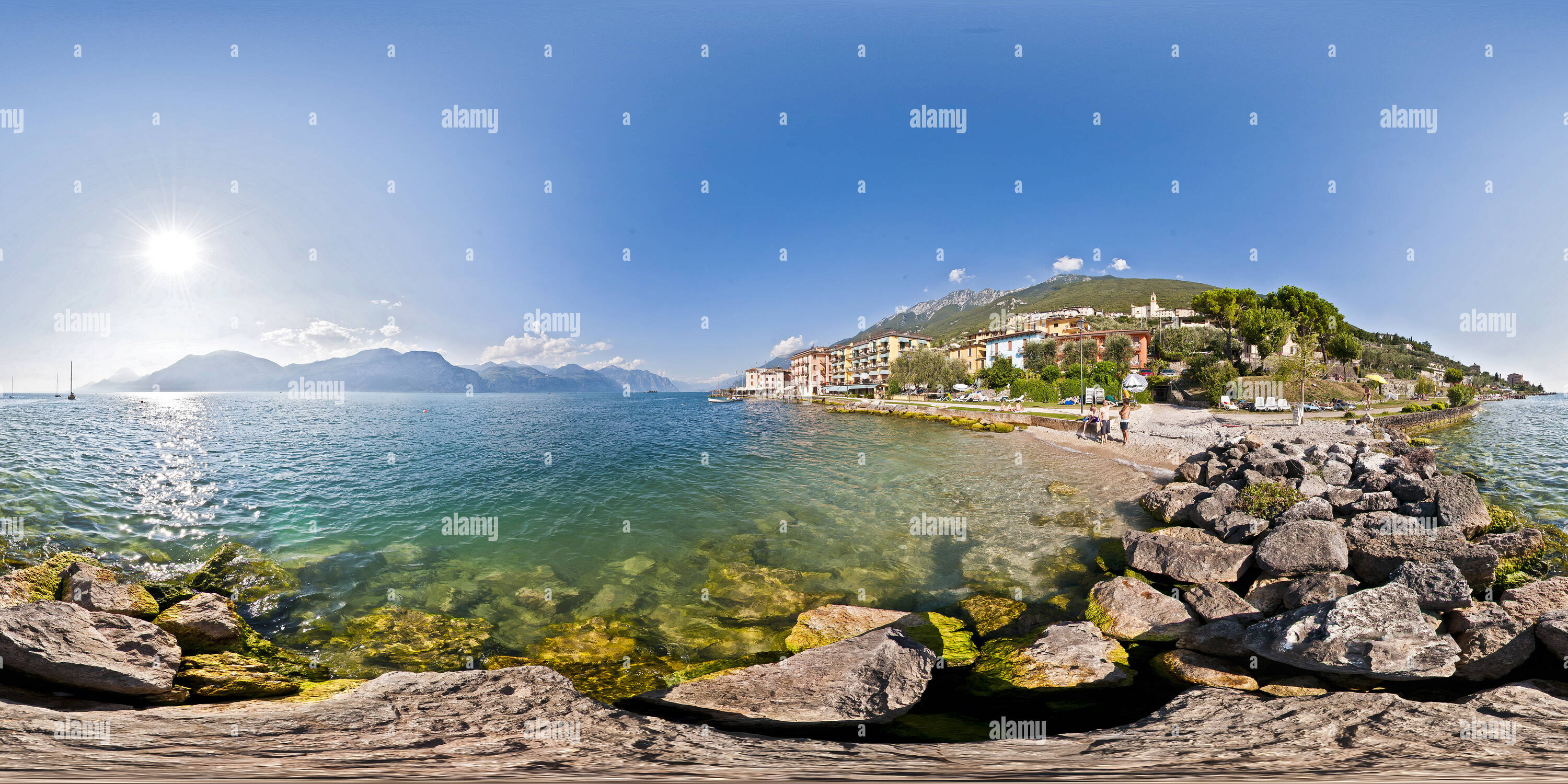 360° view of Porto di Brenzone at lake garda - seafront - Alamy