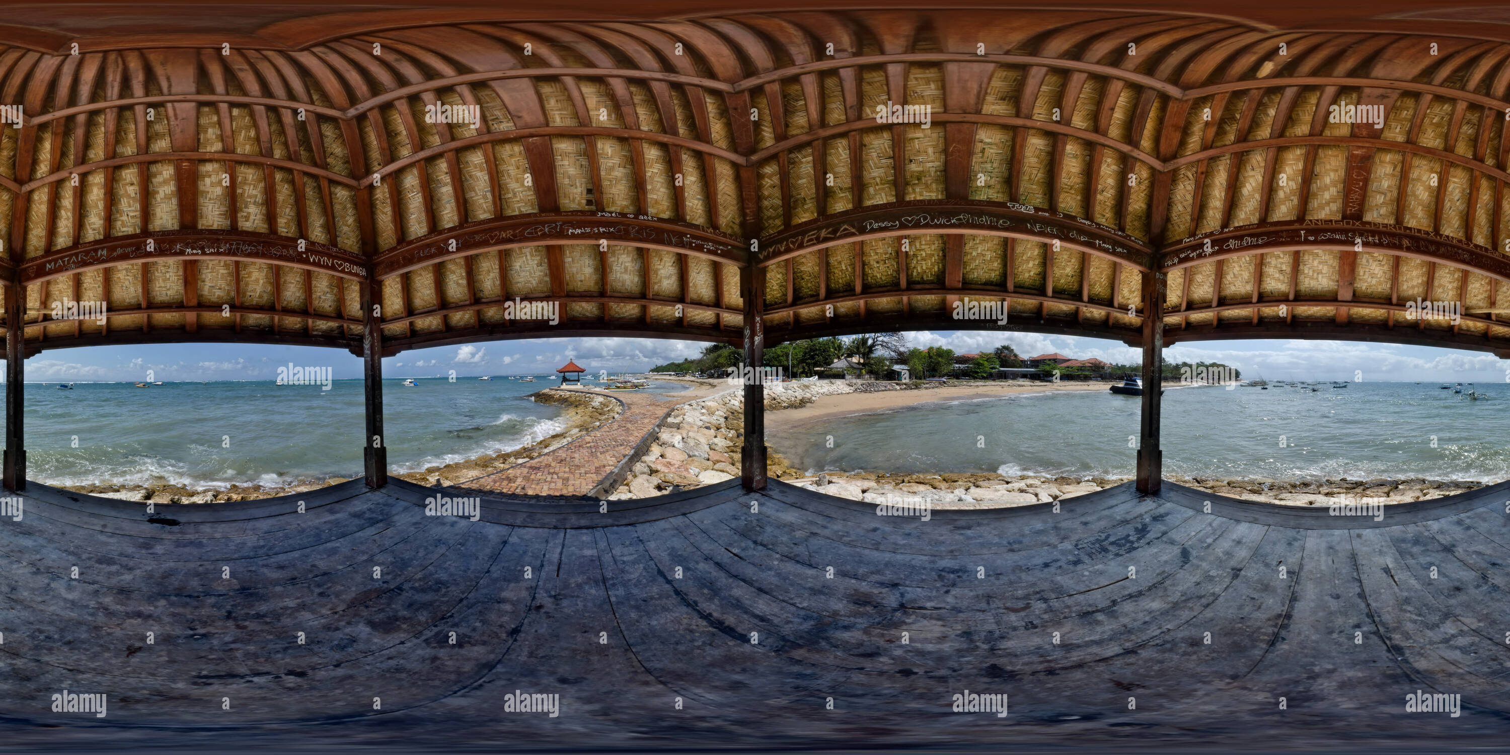 360° view of Gazebo by the sea, Sanur, Bali - Alamy