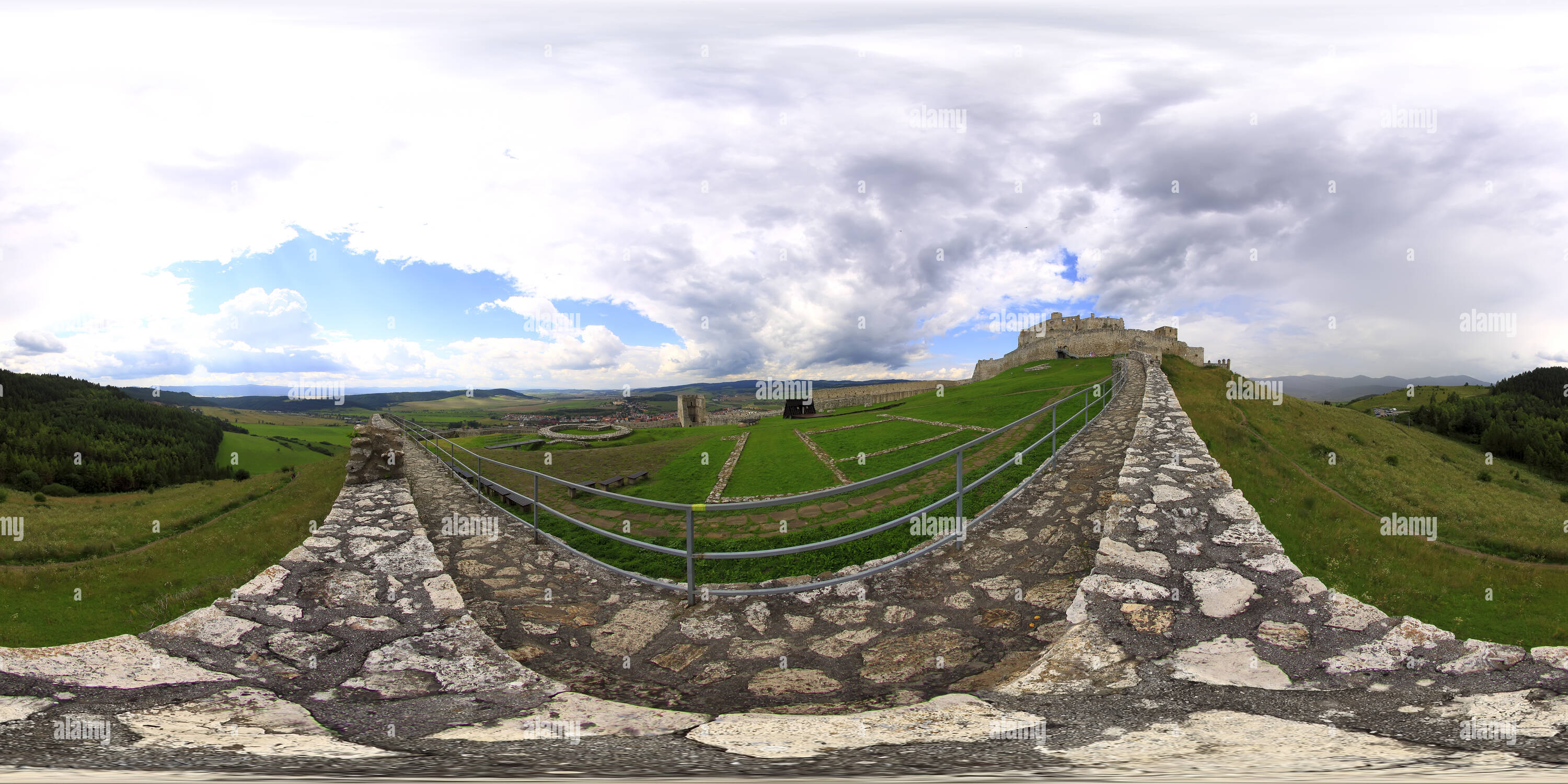360° view of Spissky hrad castle - lower courtyard - Alamy