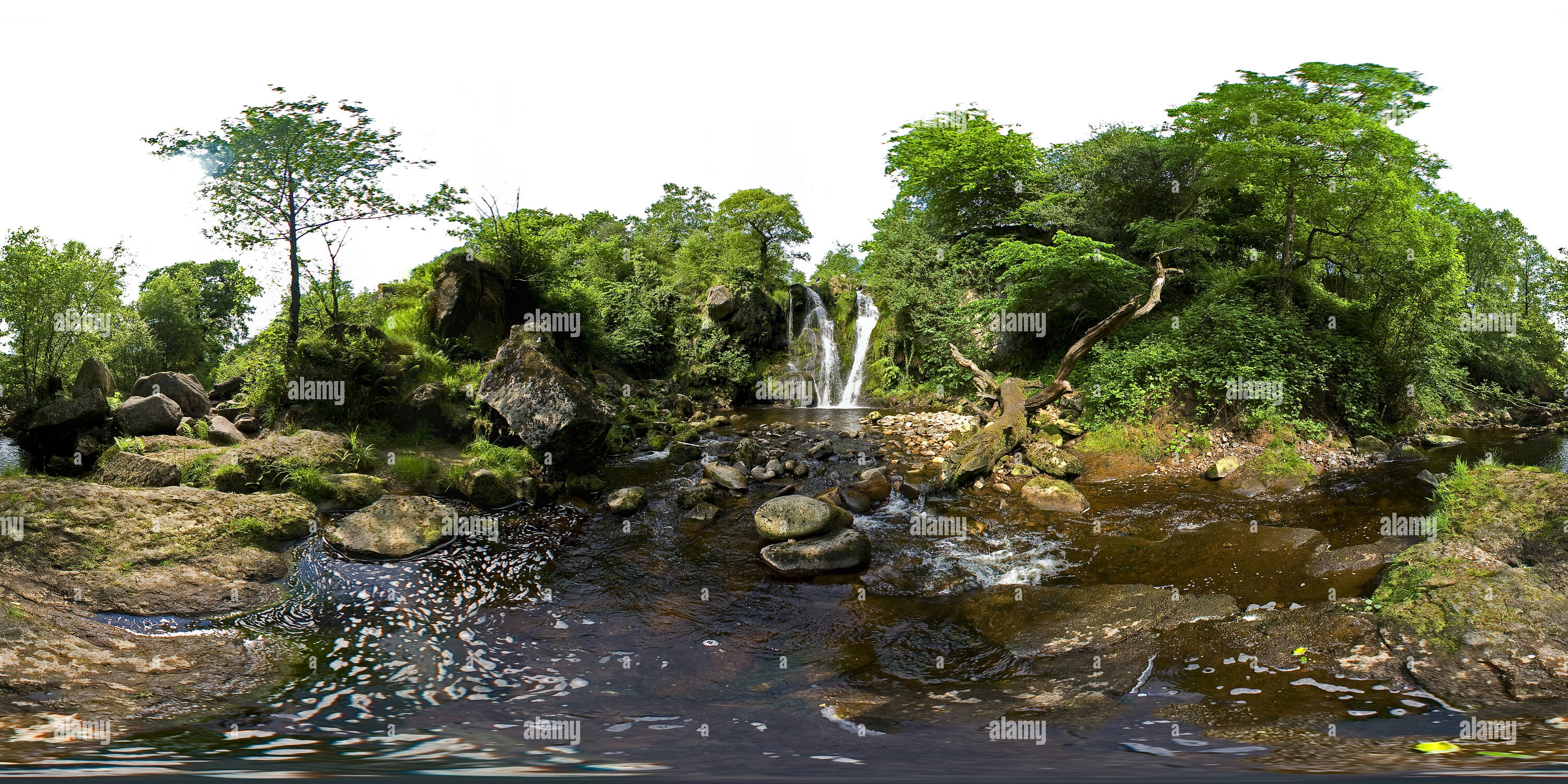 360° view of Waterfall at Whitfield Gill Force, Yorkshire. VR - Alamy