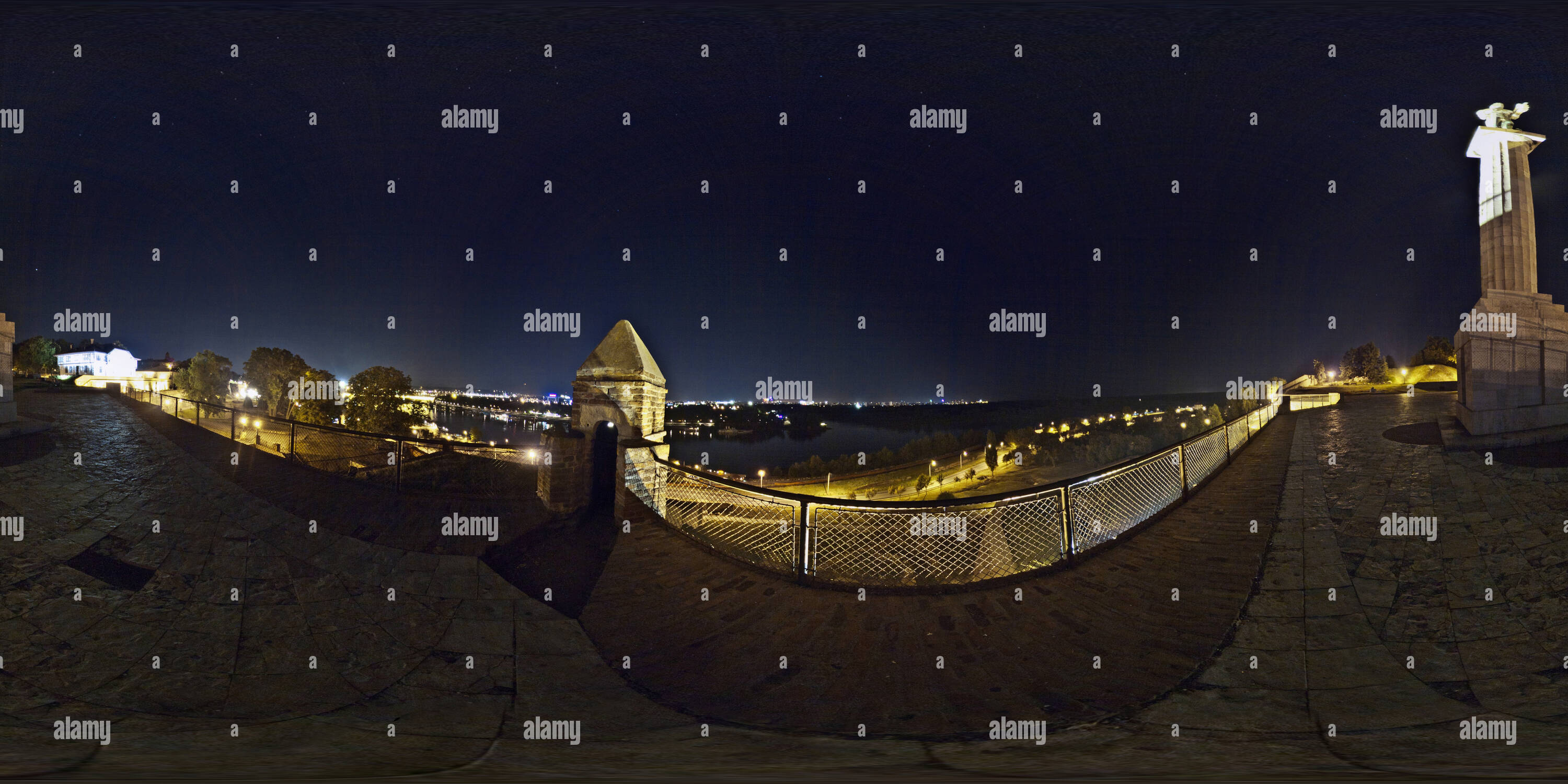 360° view of The Victor monument by night - Kalemegdan Fortress - Alamy