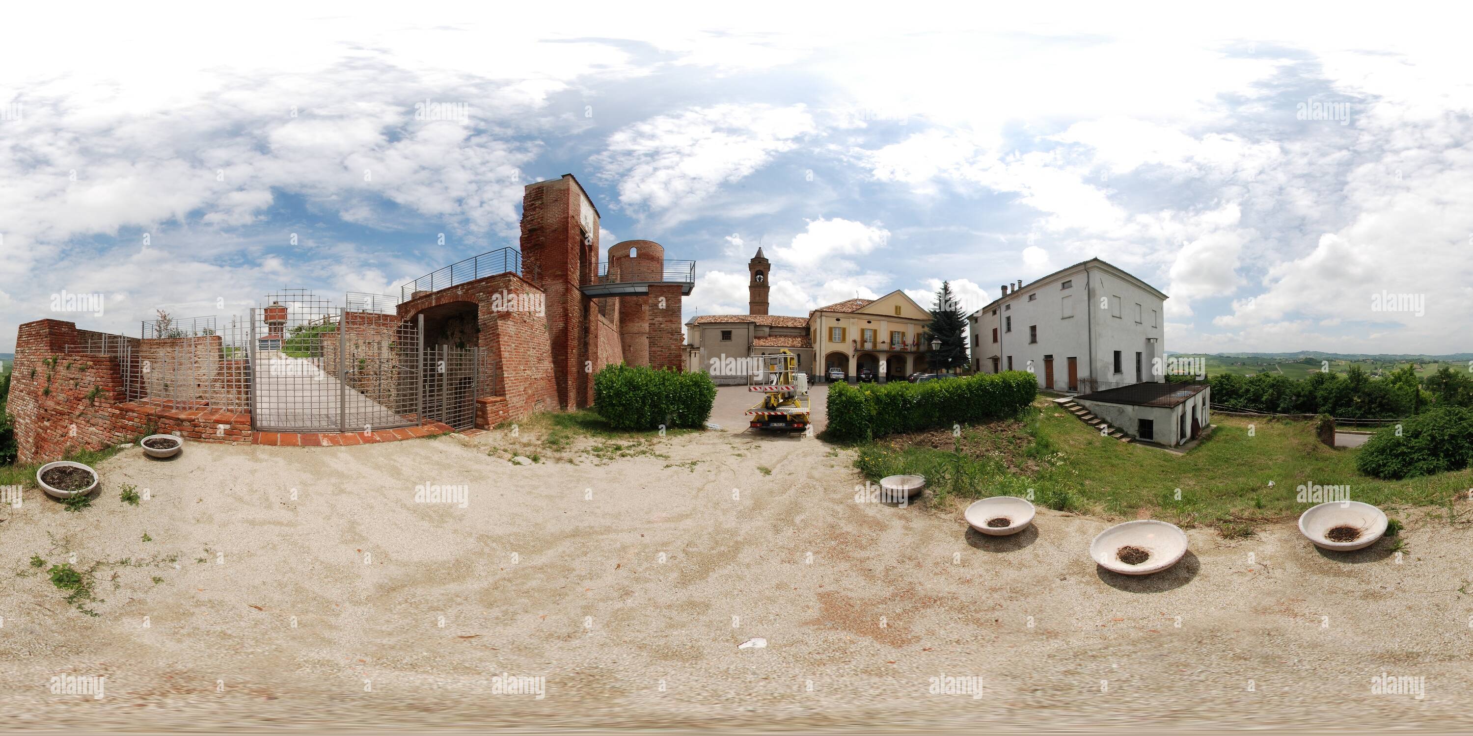 360° view of Castle and square of Moasca - Alamy