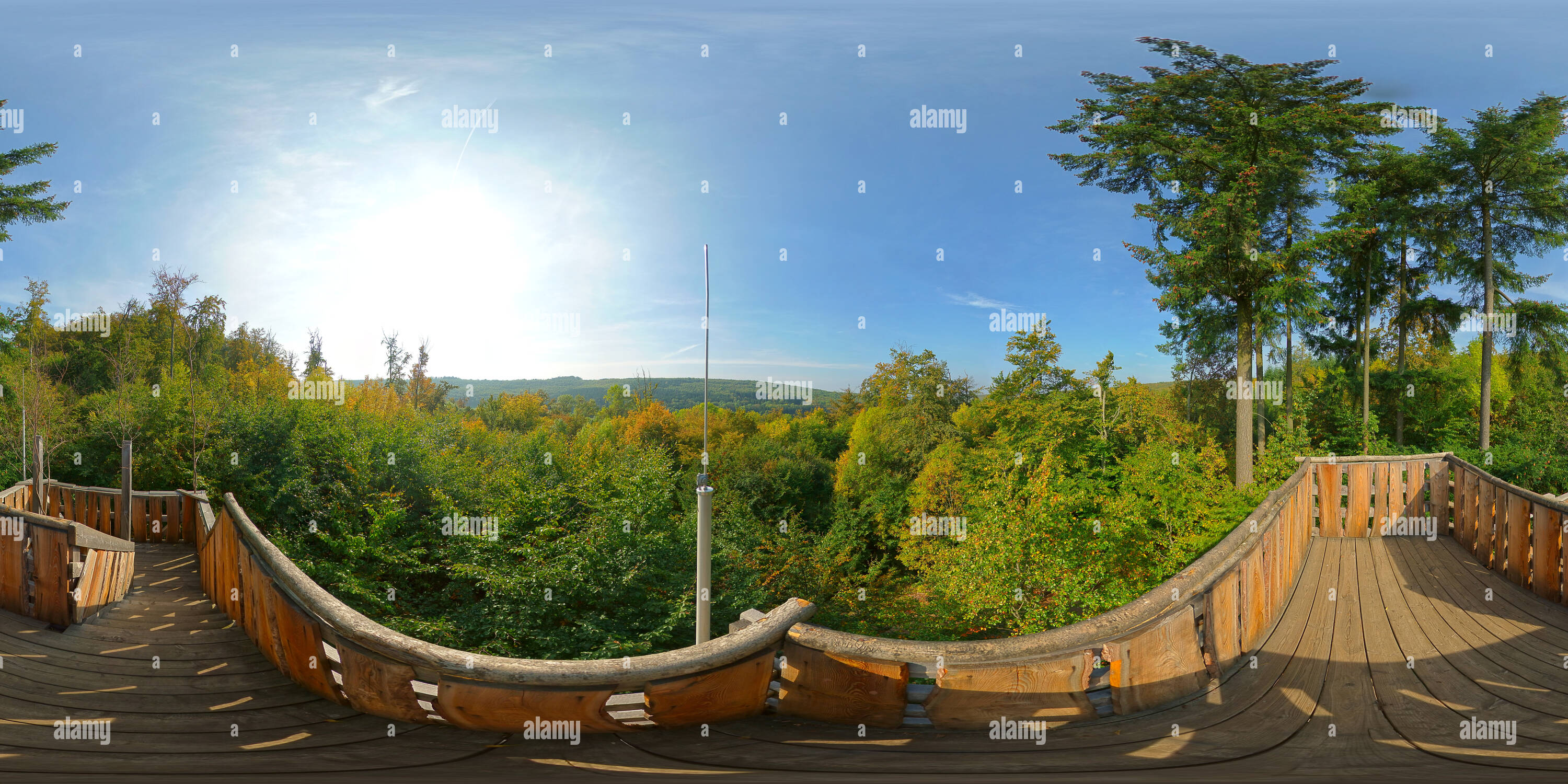 360° view of -Laubach- Grünes Meer - Aussicht vom Fachwerkturm - Alamy