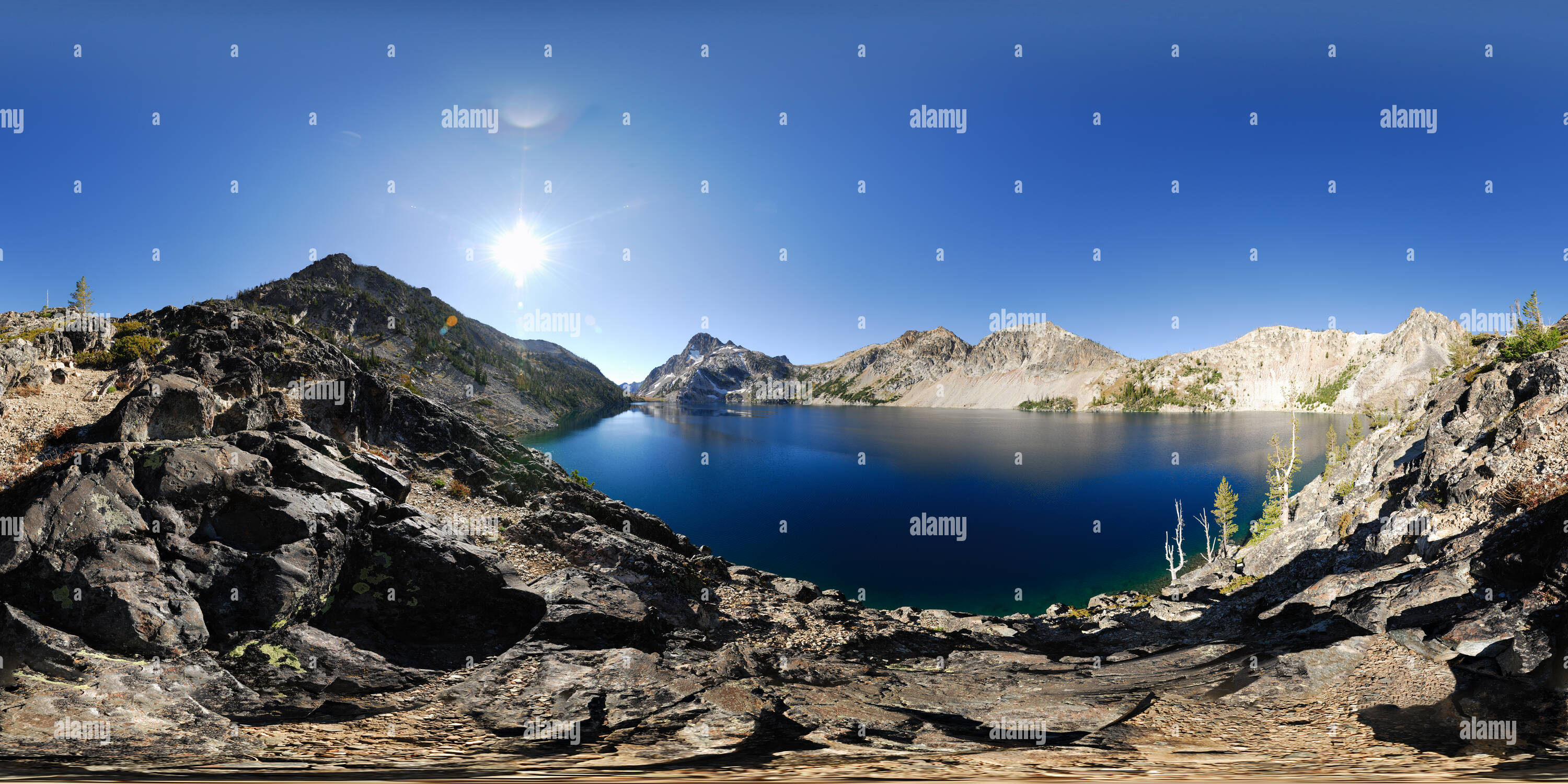 360° view of Sawtooth Lake (north), Sawtooth National Wilderness, Idaho ...