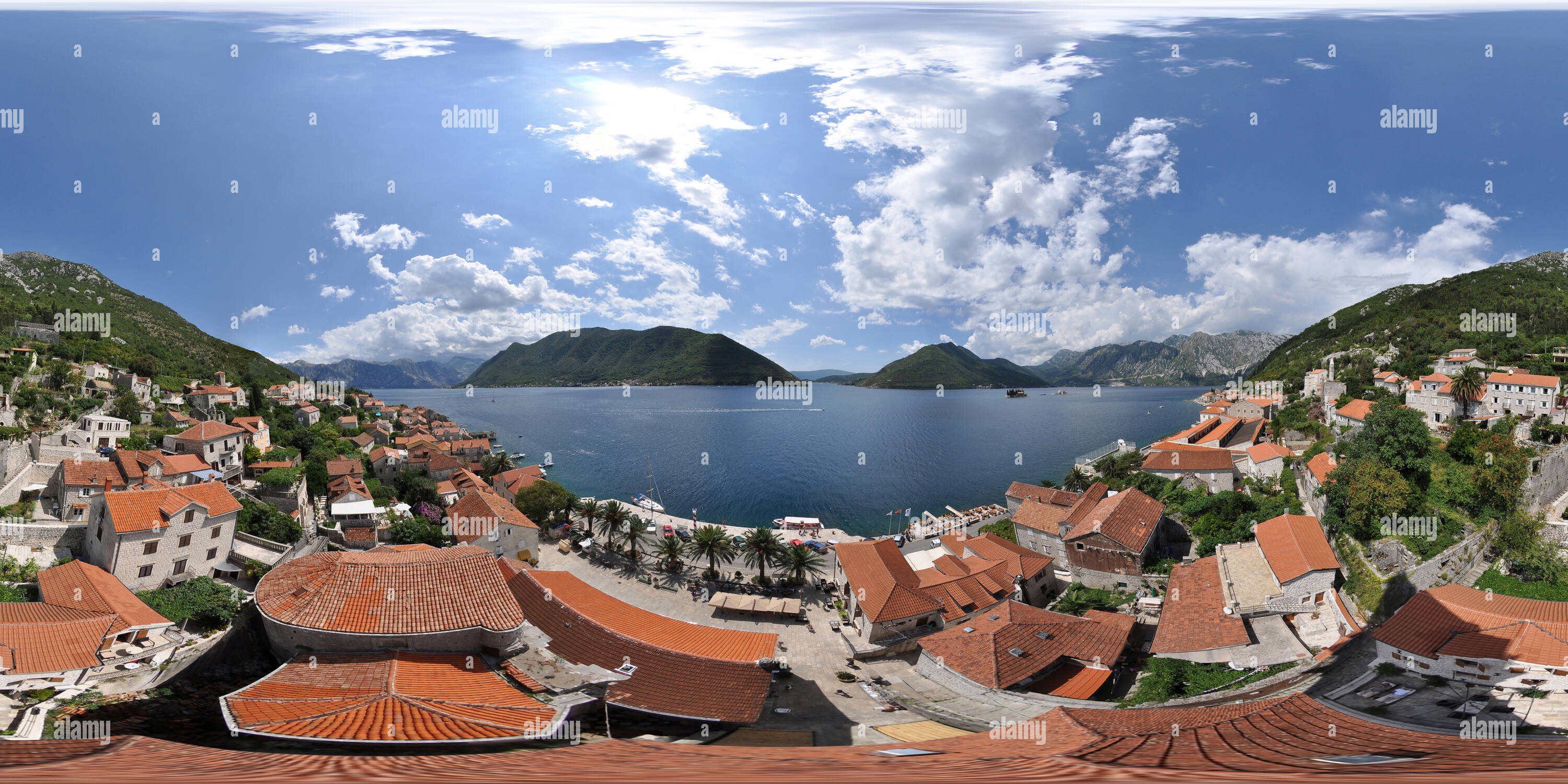 360° view of Perast, view from the tower - Alamy