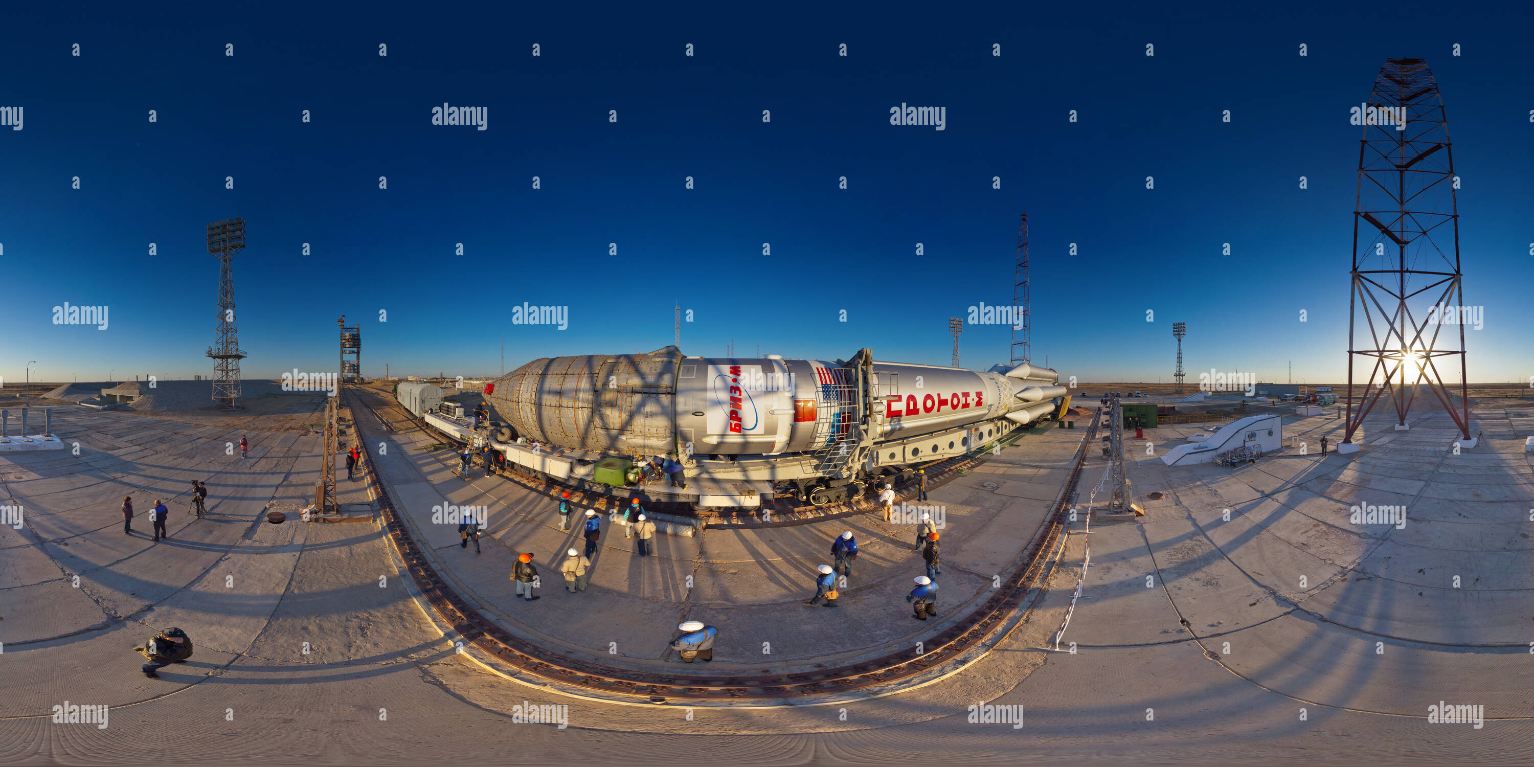360° view of Carrier Rocket Proton-M transportation to the launch pad ...