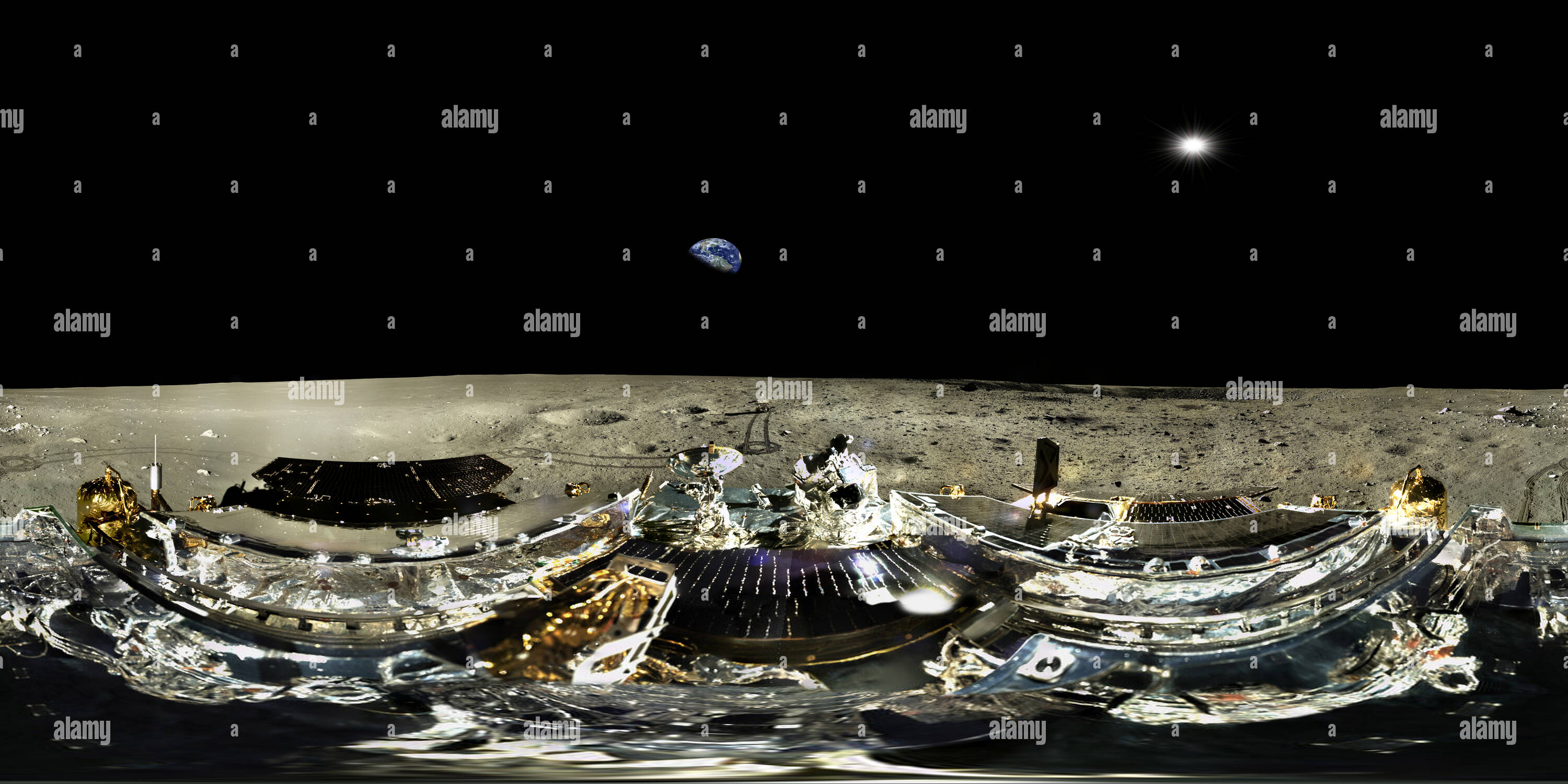 360° view of Chang'e 3 Lunar panorama: Lander Terrain Camera - 0010 ...