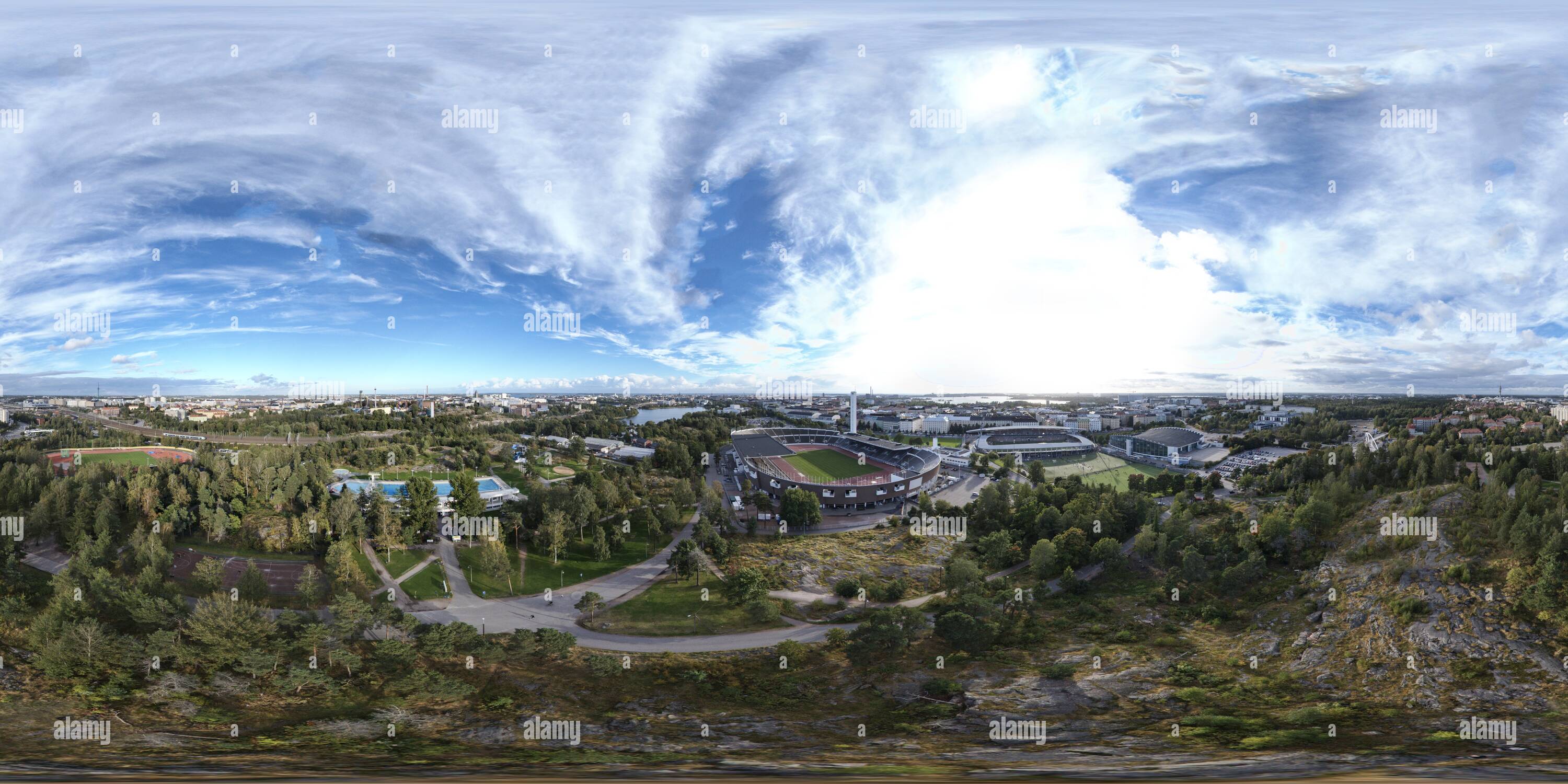 360° view of Skycam Aerial 360 panorama Stadion - Alamy