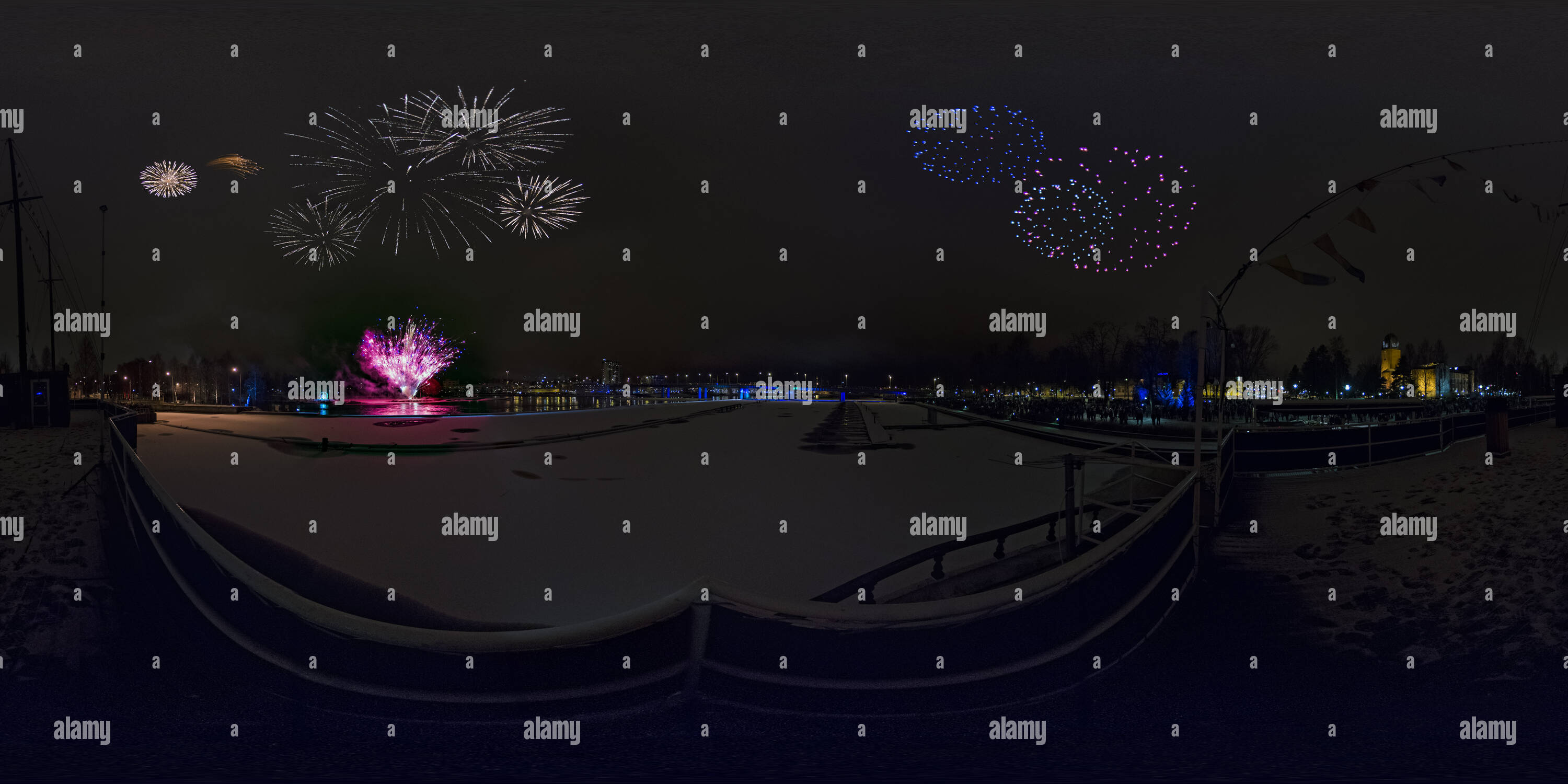 360° view of New Year Fireworks 2014 - Alamy
