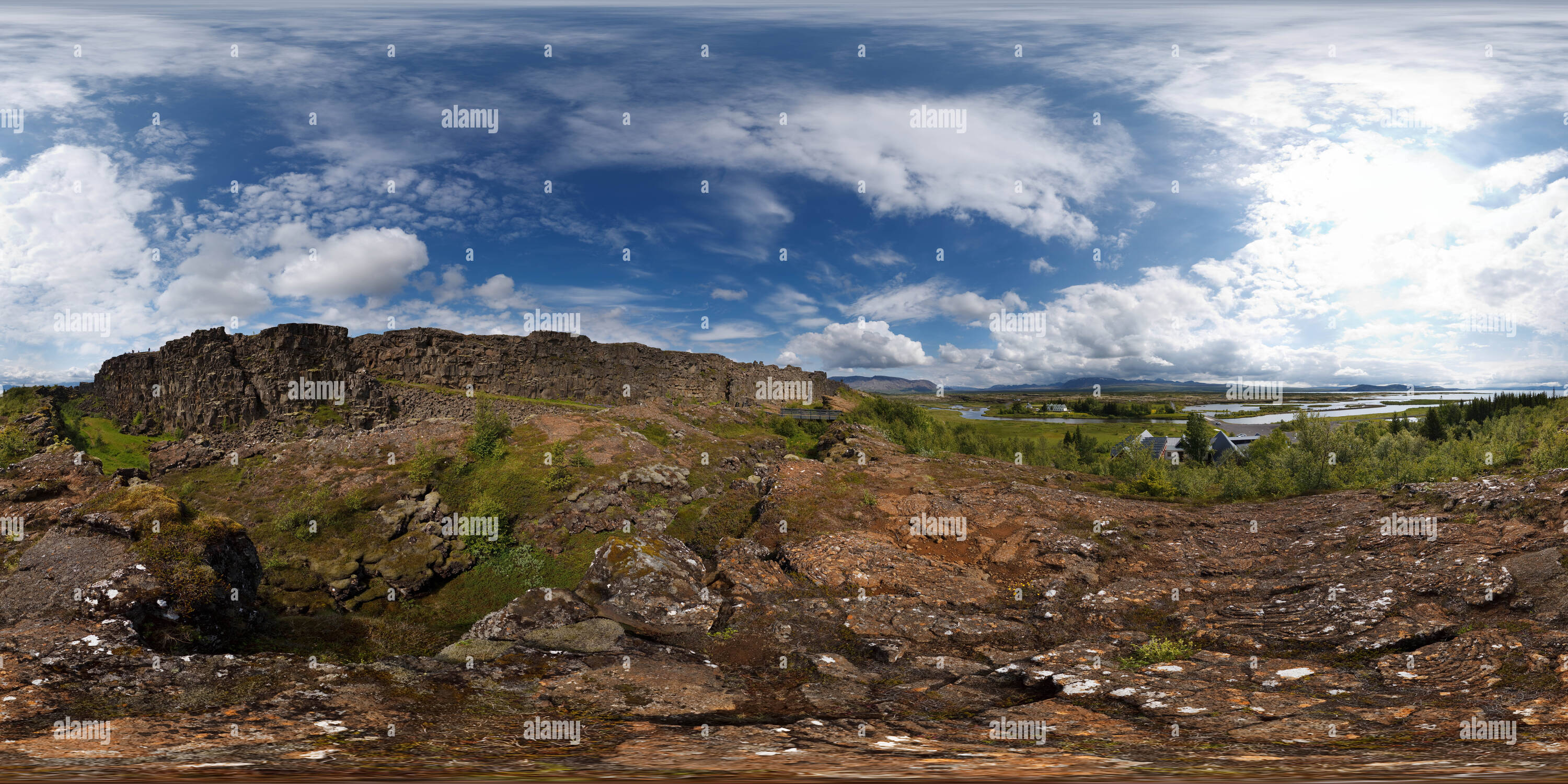 360° view of Iceland, Thingvellir National Park - Almannagjá Viewpoint ...
