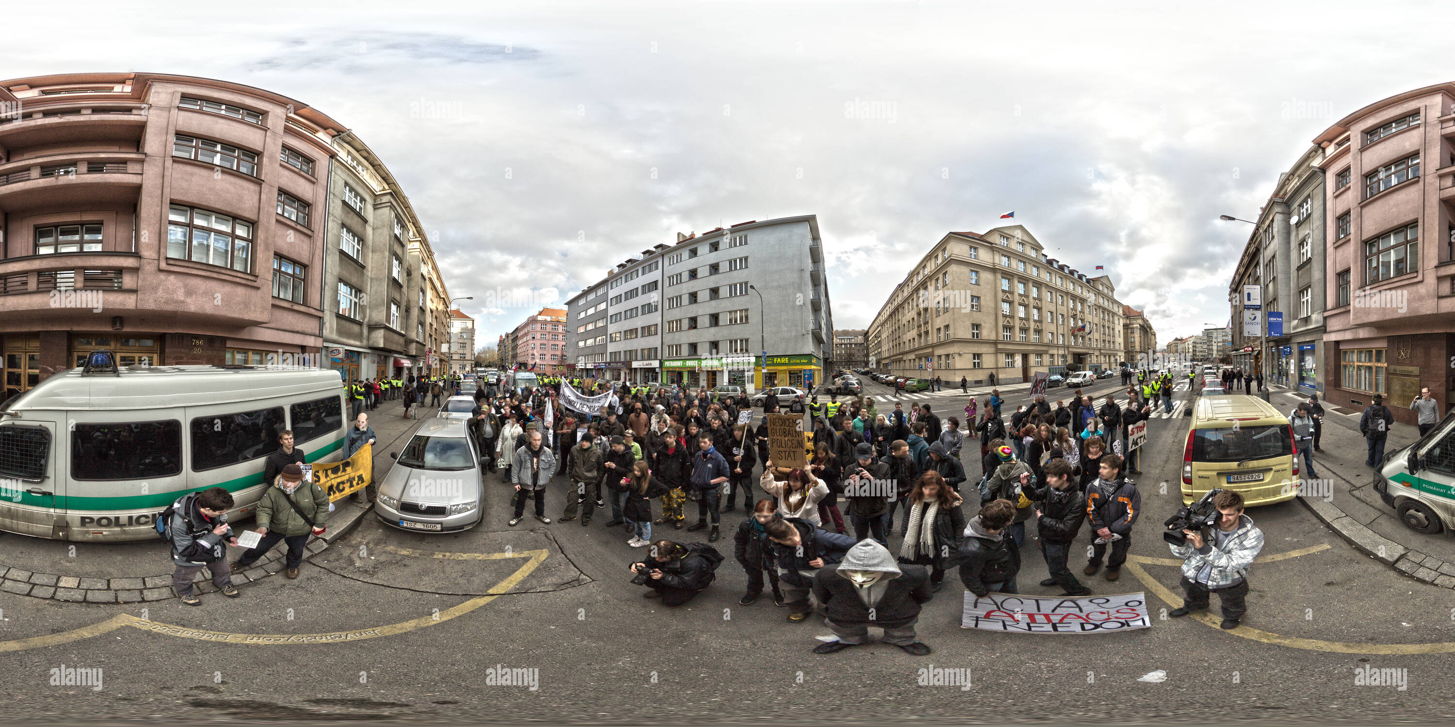 360° view of Stop ACTA protest in front of OSA (copyright organization ...