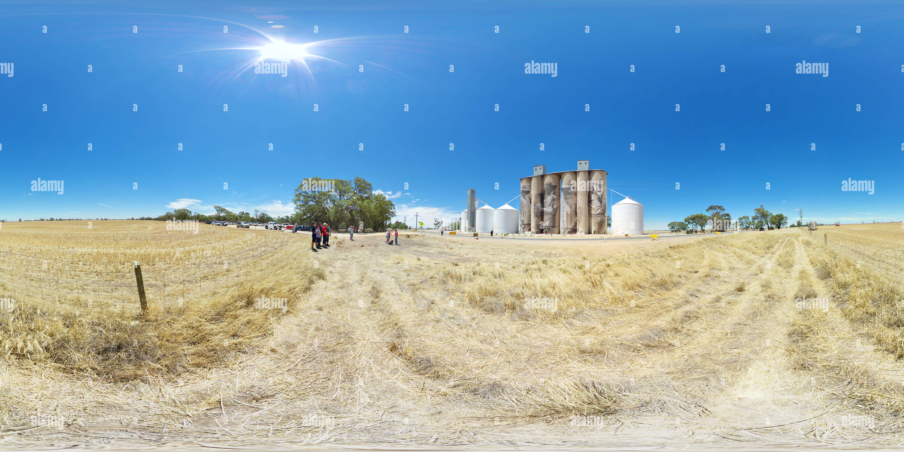 360° view of Guido Van Helten silo mural in Brim - Alamy