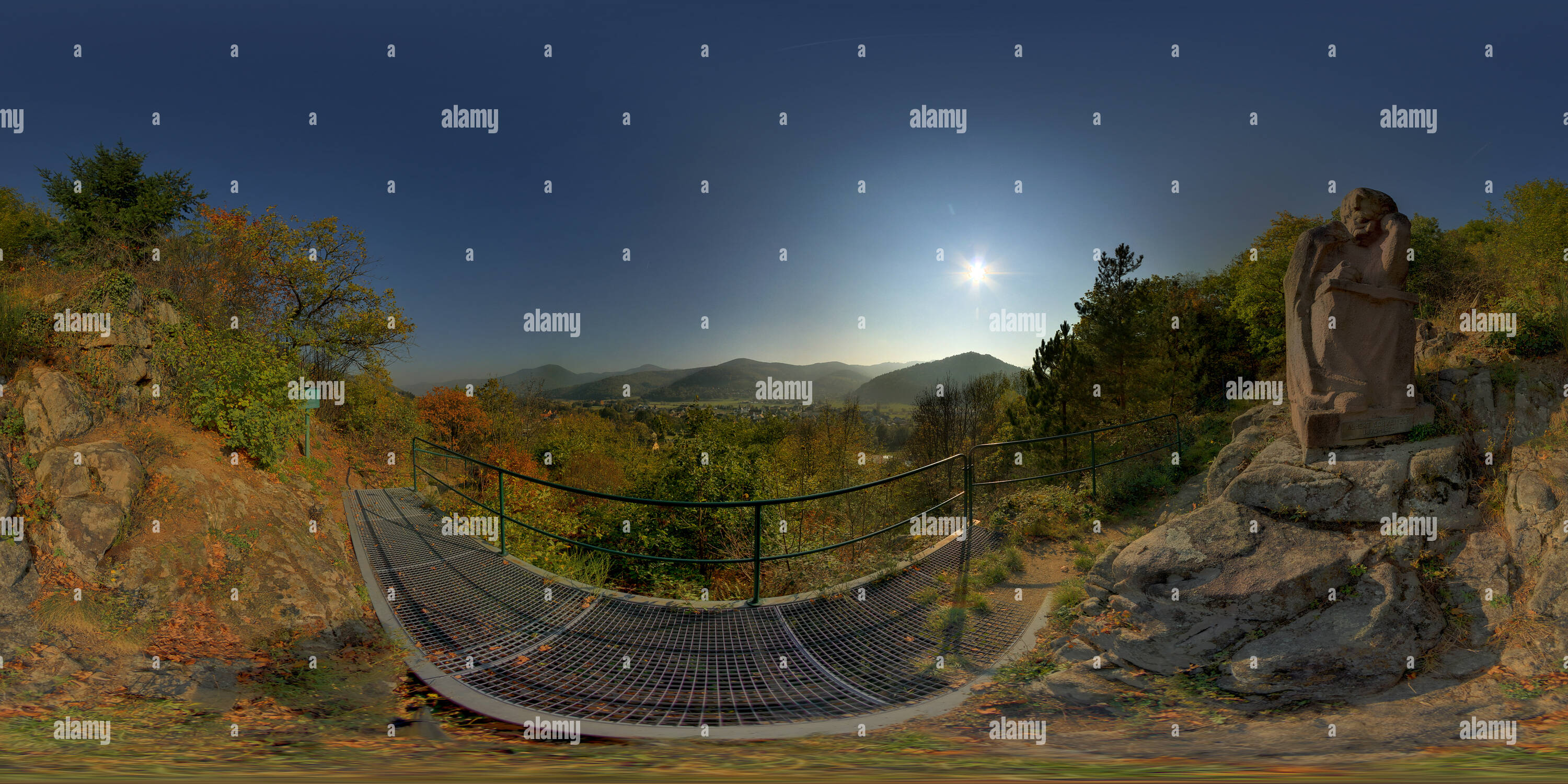 360° view of Monument, sentier Albert Schweitzer, Gunsbach Alsace ...