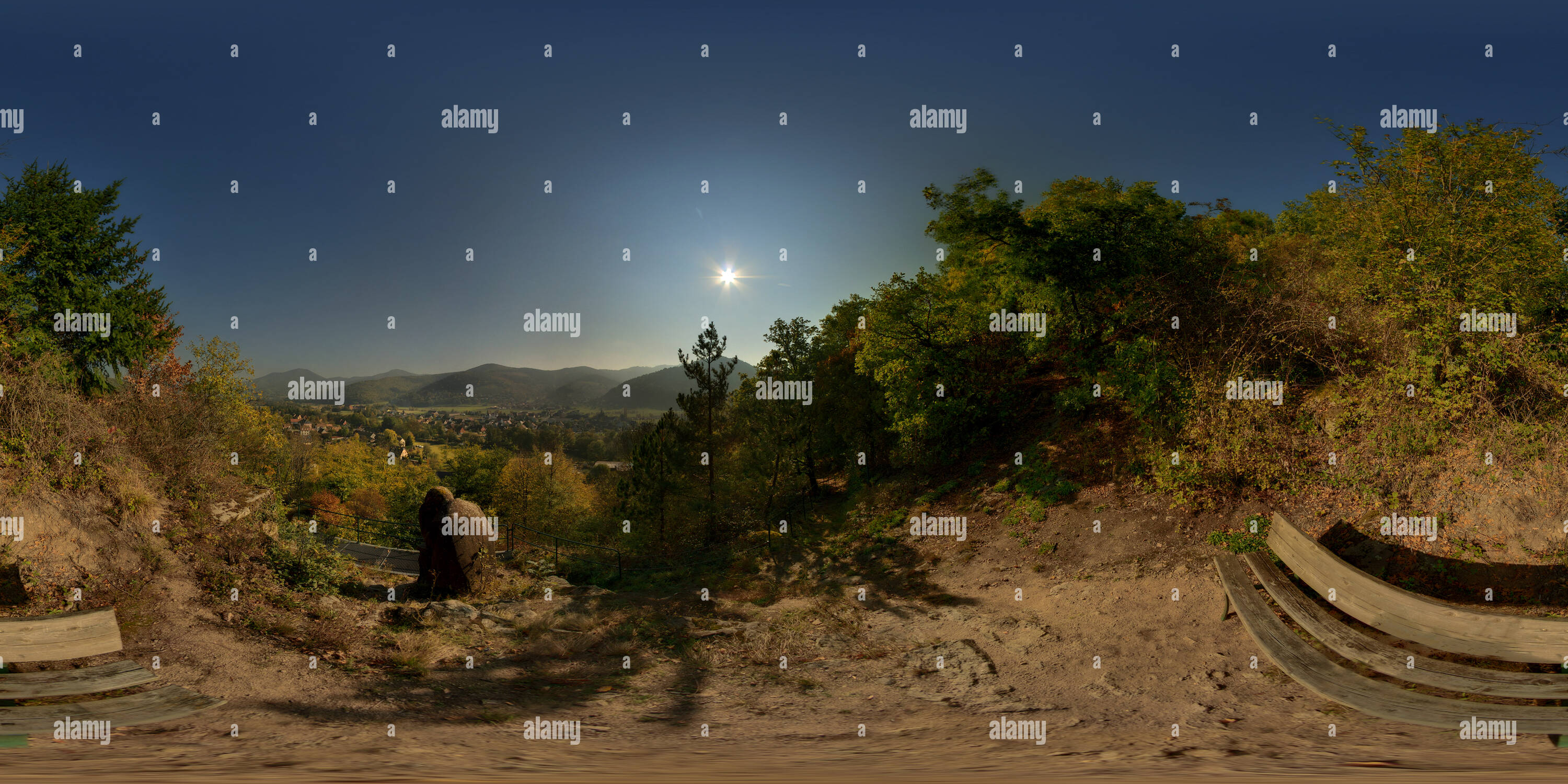360° view of vue vallee, Monument Albert Schweitzer, Gunsbach, Alsace ...