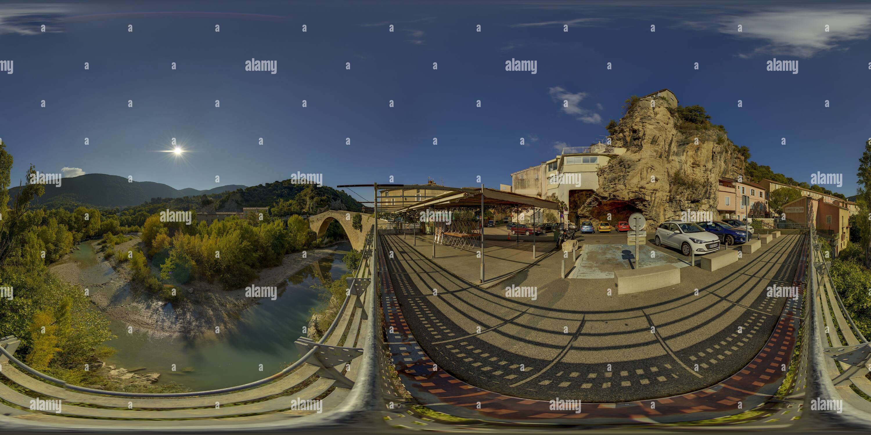 360° view of Romanesque Bridge, River Eygues, Nyons, Drome 1945 - Alamy