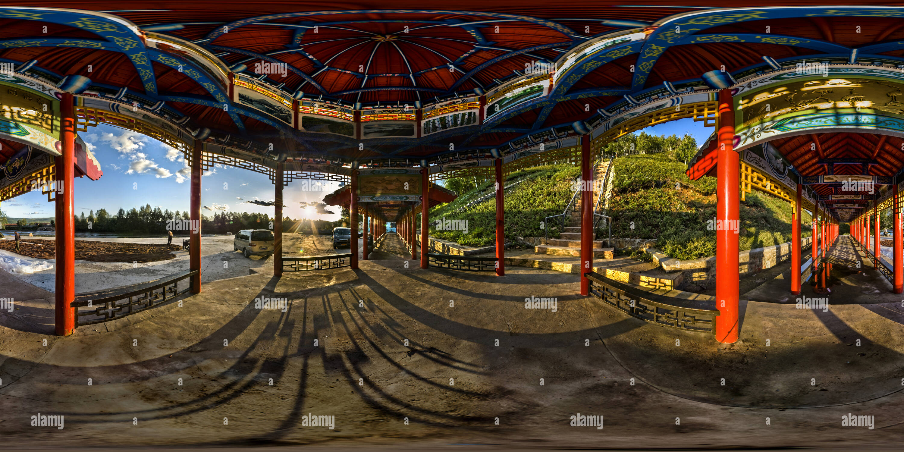 360° view of Inner Mongolia Mangui town Scenery 1——The long corridor At ...