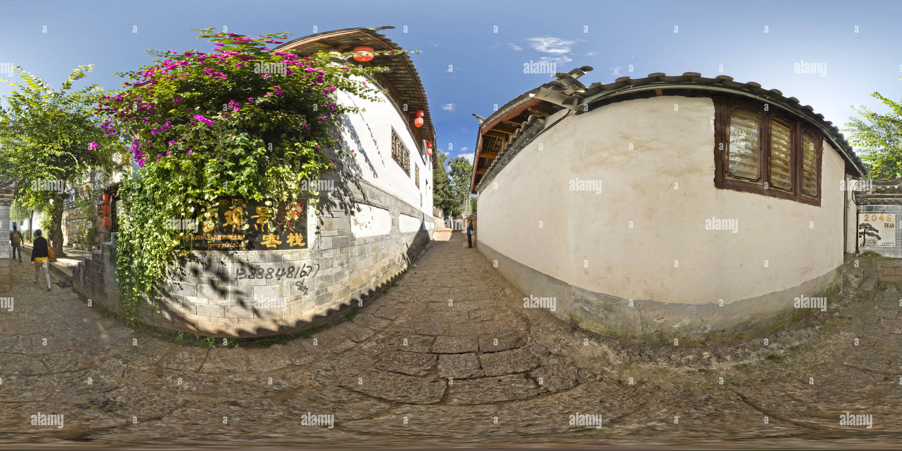 Yunnan old town lijiang street landscape alley flowers hi-res stock ...
