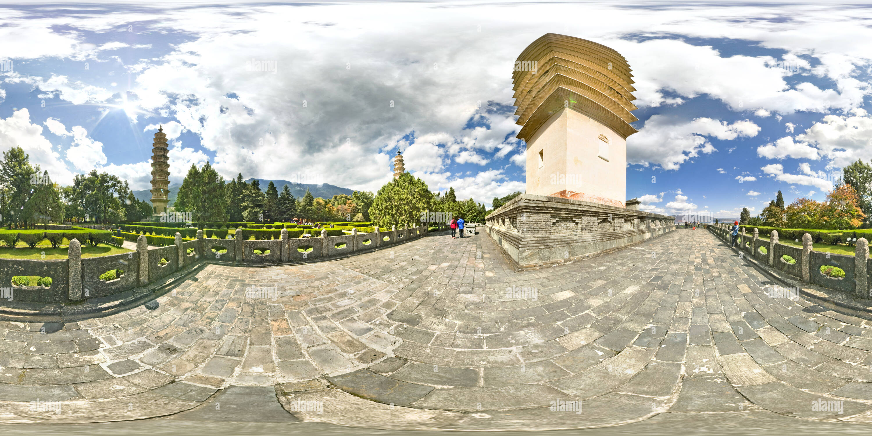 360° view of The Three Pagodas Qianxun in Chongsheng Temple of Ancient ...