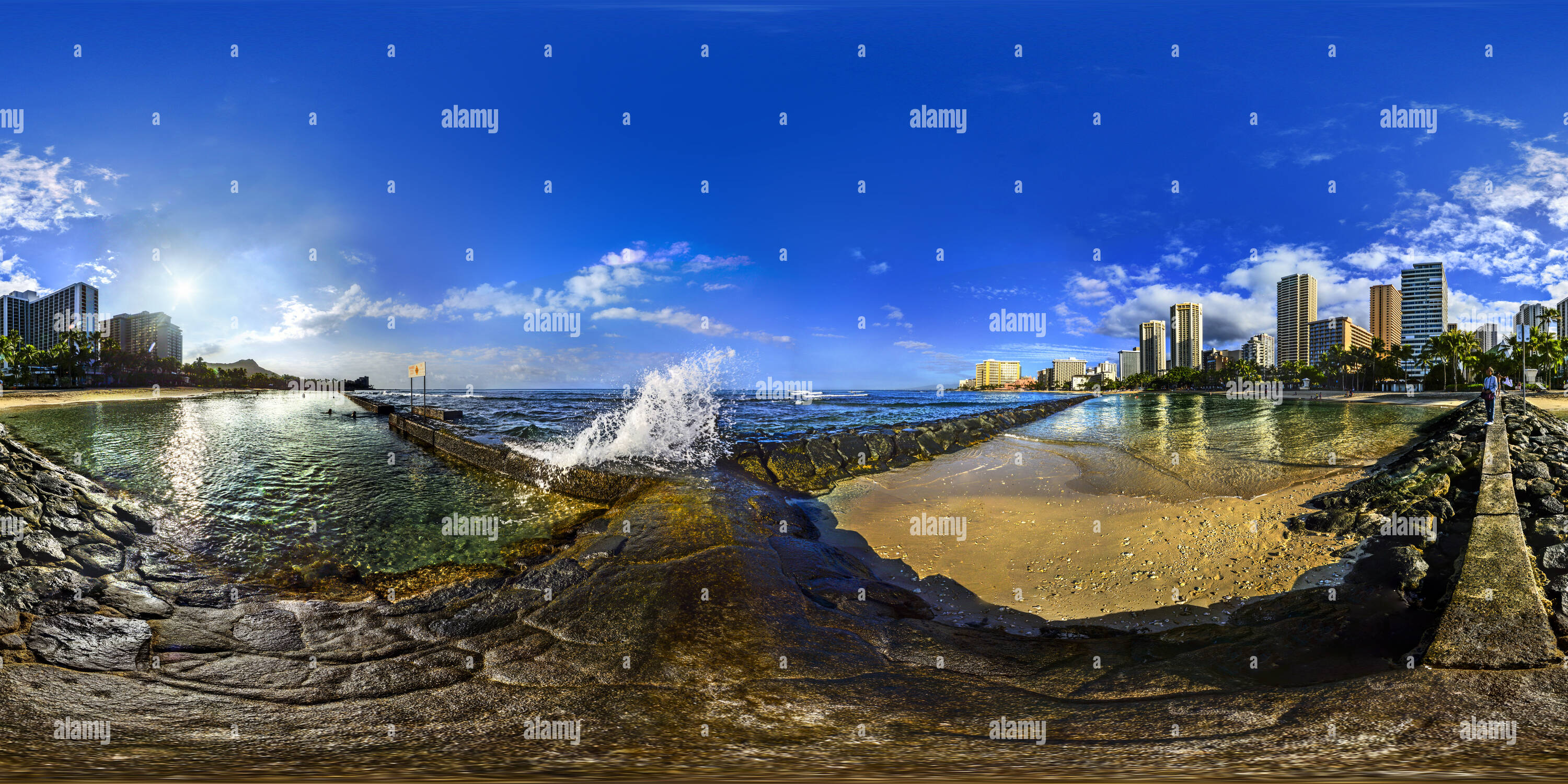 360° view of The Waikiki beach Hawaii Honolulu United States——the Sea ...