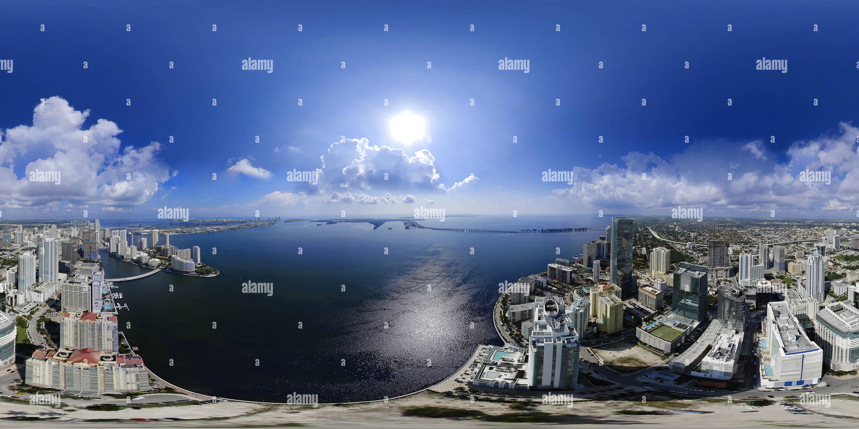 360° view of Hover over Miami - Alamy