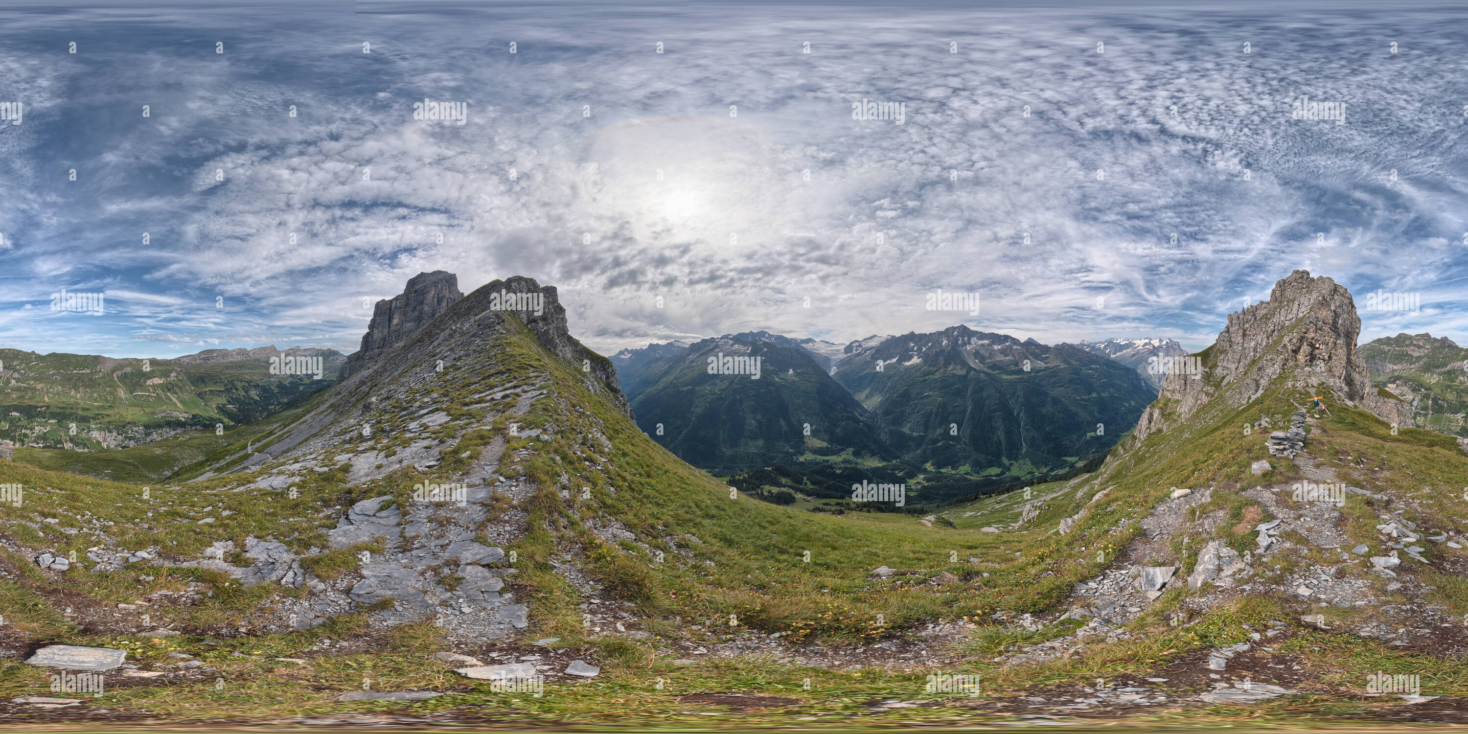 360° view of The Sätteli pass between Gadmen valley and Engstlen valley ...