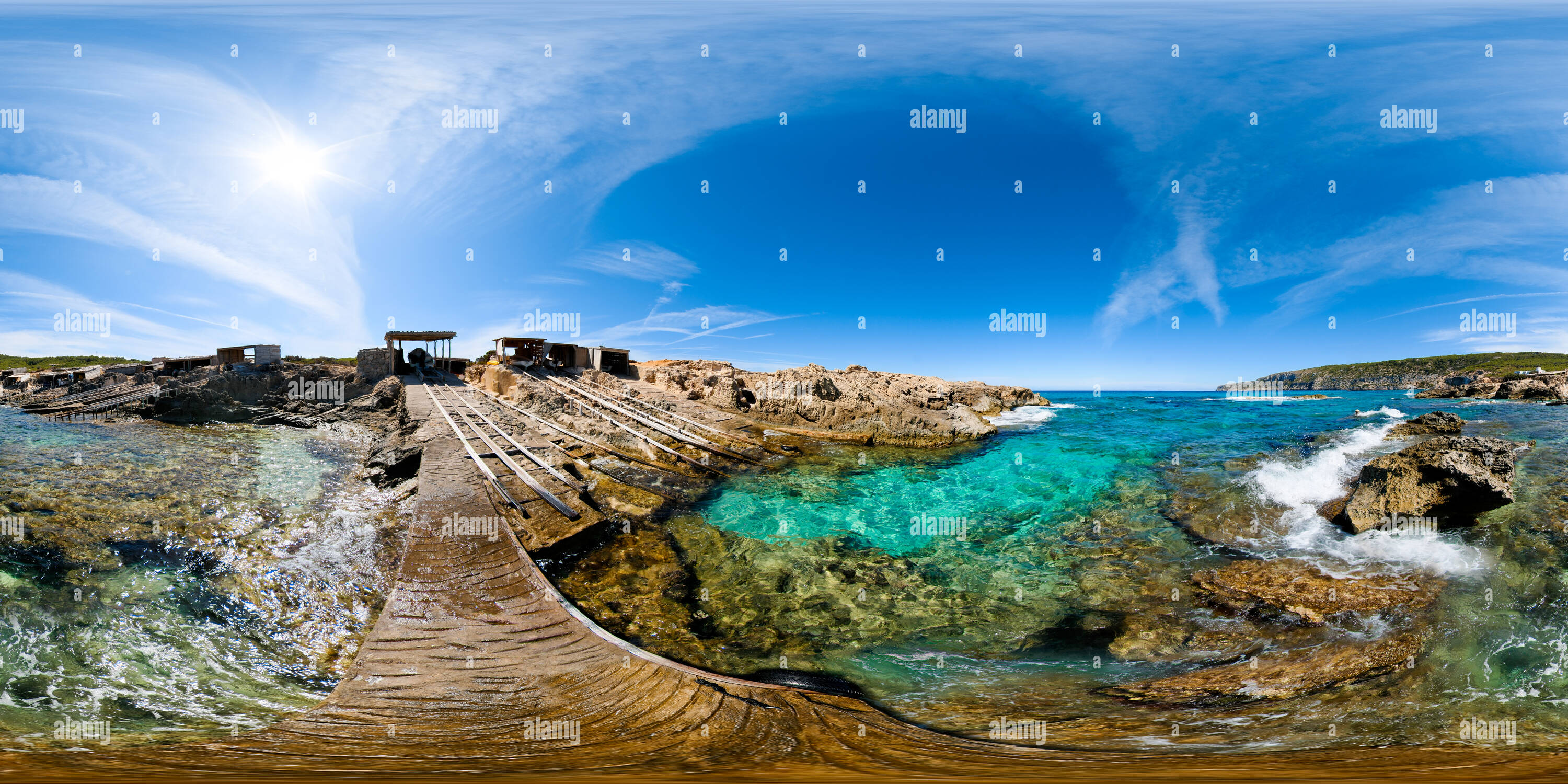 360° view of Green pool at a fisherman port near Es Caló - Alamy