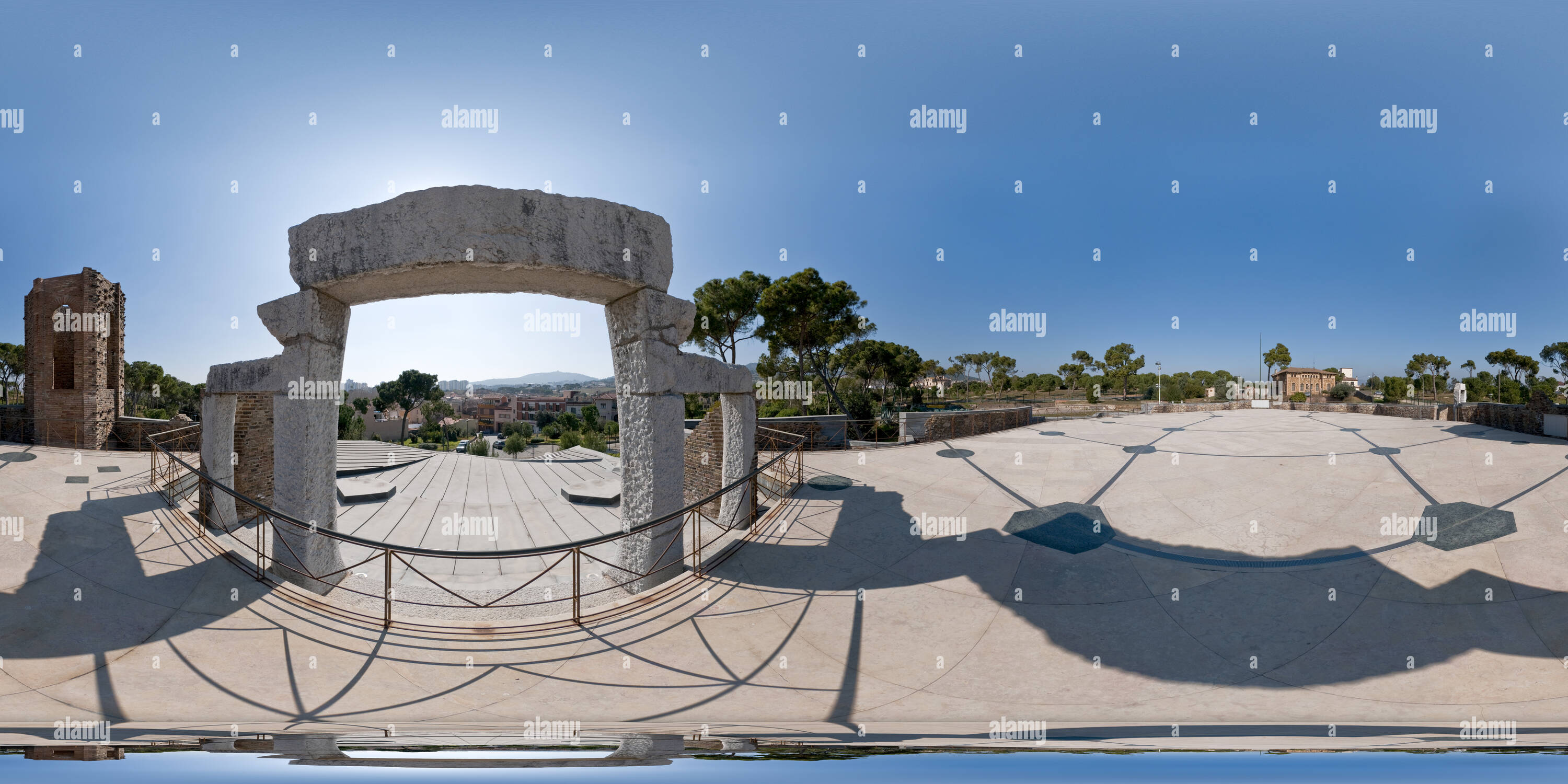360° view of Colonia Guell, on the roof of the crypt by Gaudi - Alamy