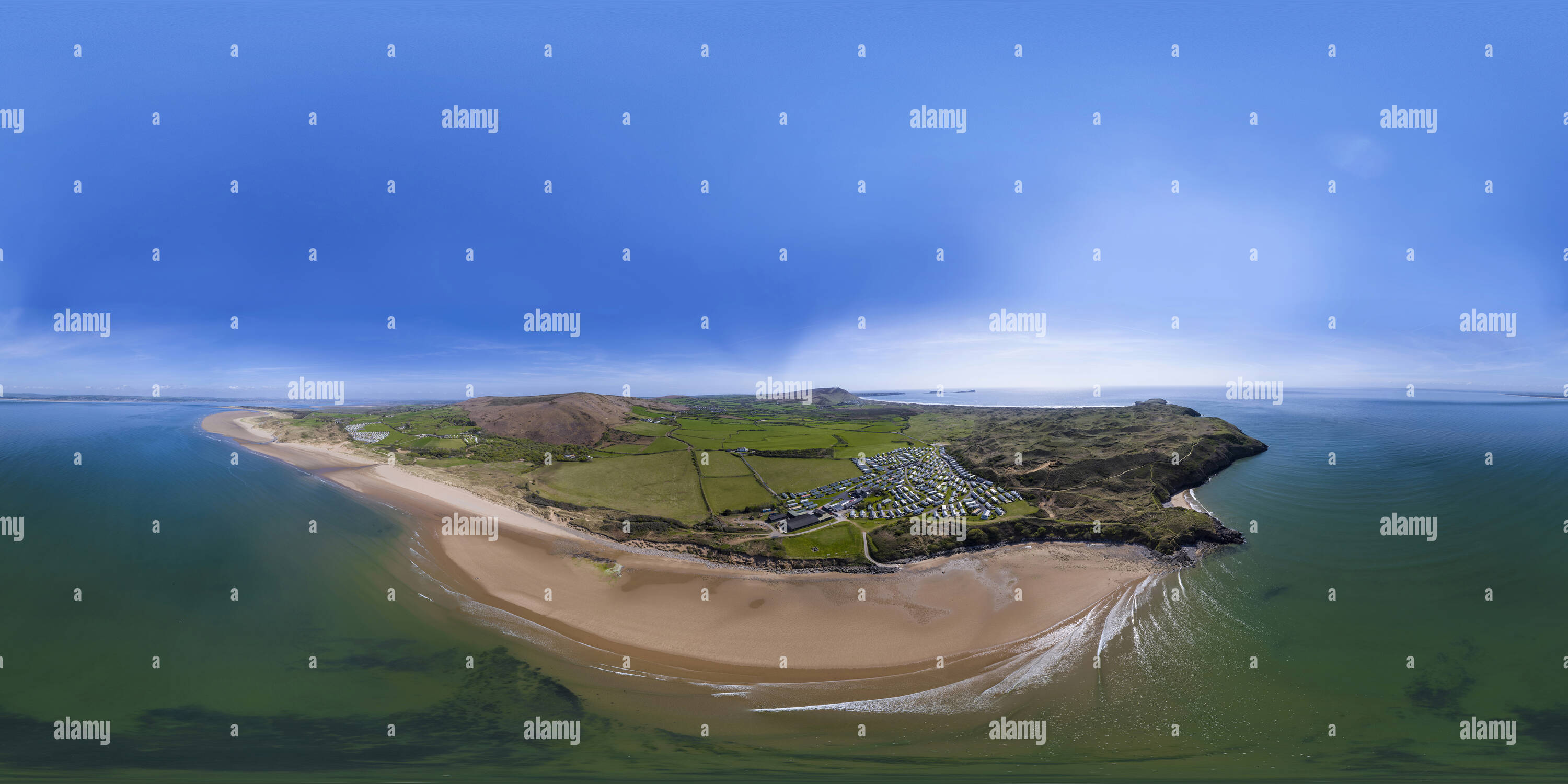 360° view of Broughton Bay, Gower Peninsular, Wales - Alamy