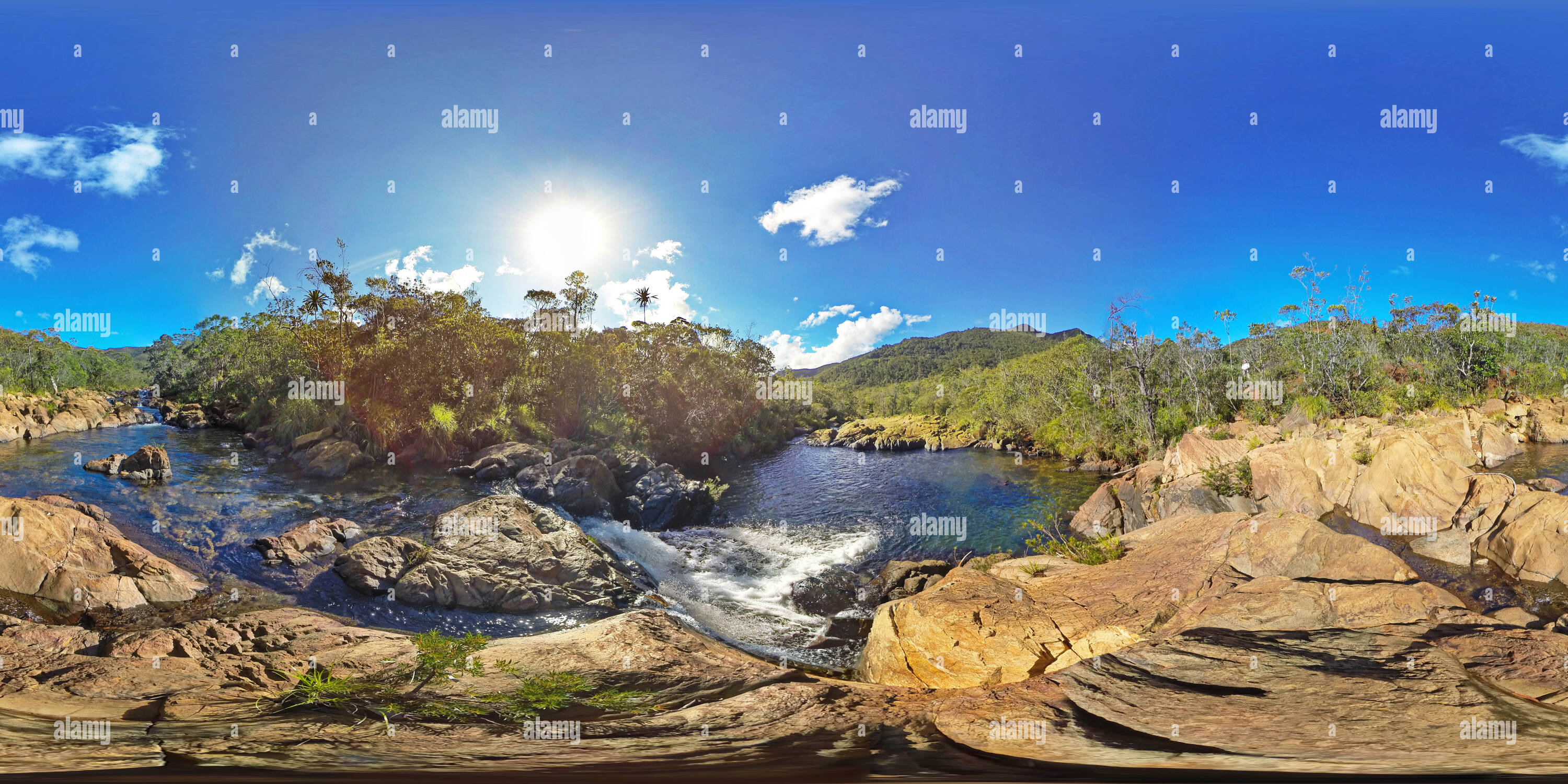 360° view of Riviere Blanche Waterfall New Caledonia - Alamy