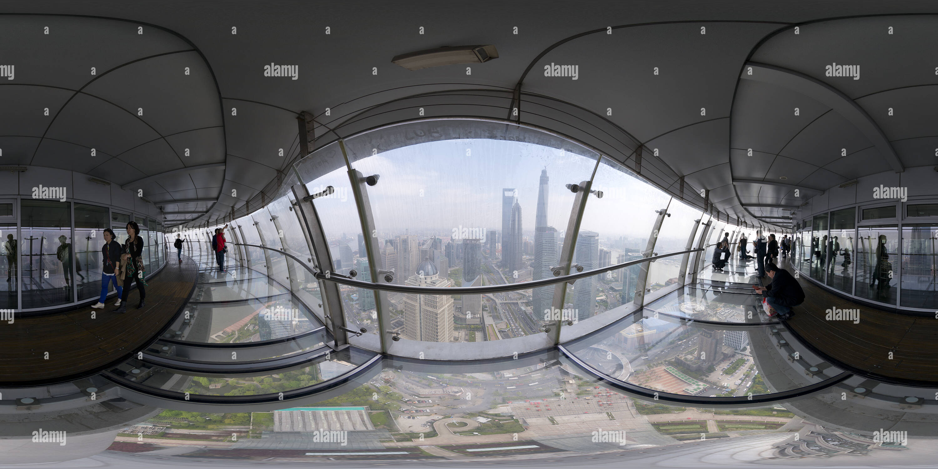 360° view of Oriental Pearl Tower Glass Observation Room - Shanghai - Alamy