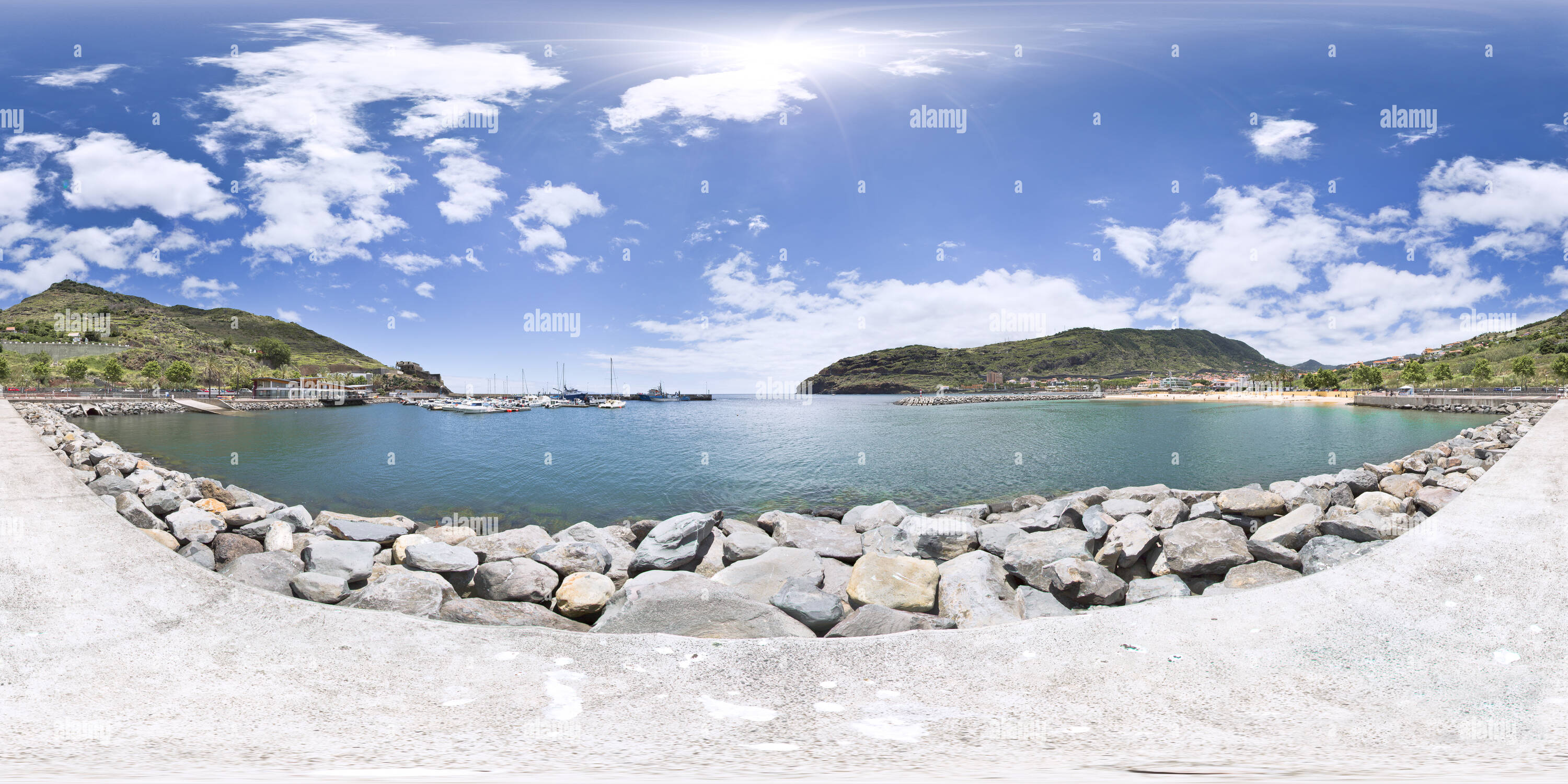 360° view of Machico, Beach and Port - Alamy