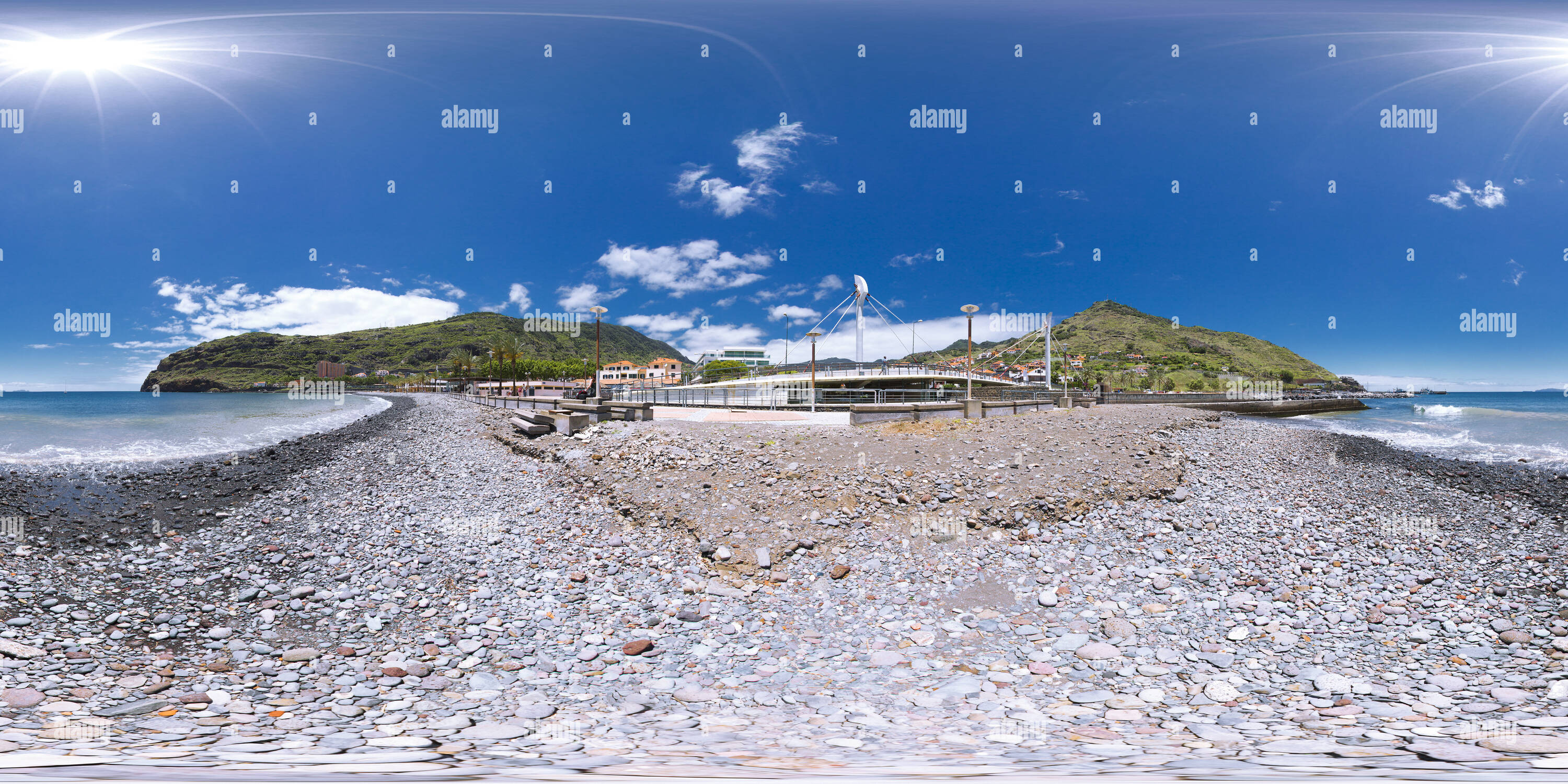 360° view of Machico, Beach and Port - Alamy