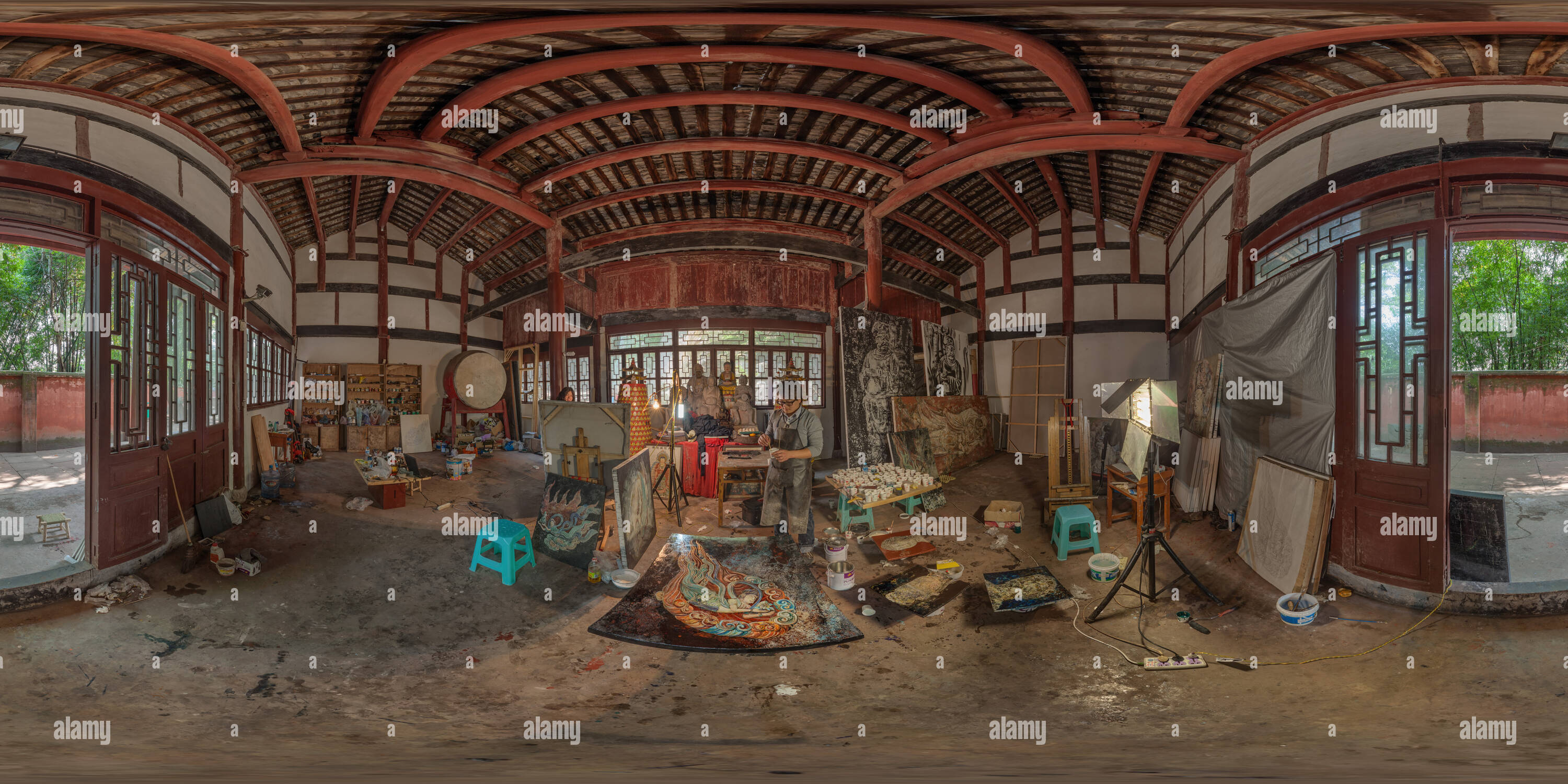 360° view of Sichuan Province - Anyue - Pilu hole - relics repair site ...