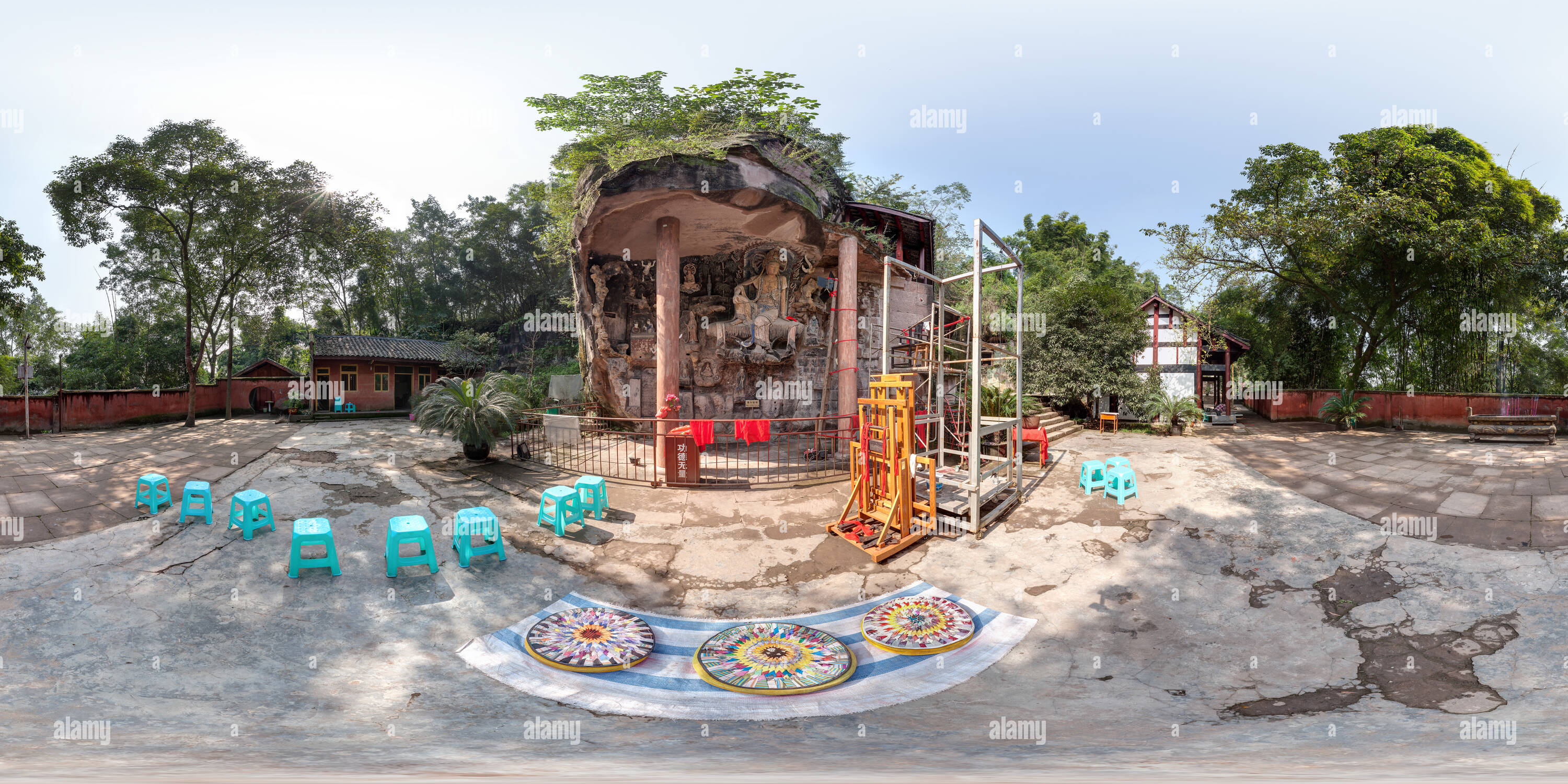 360° view of Anyue County - Pilu Cave stone - black bamboo Guanyin -3 ...