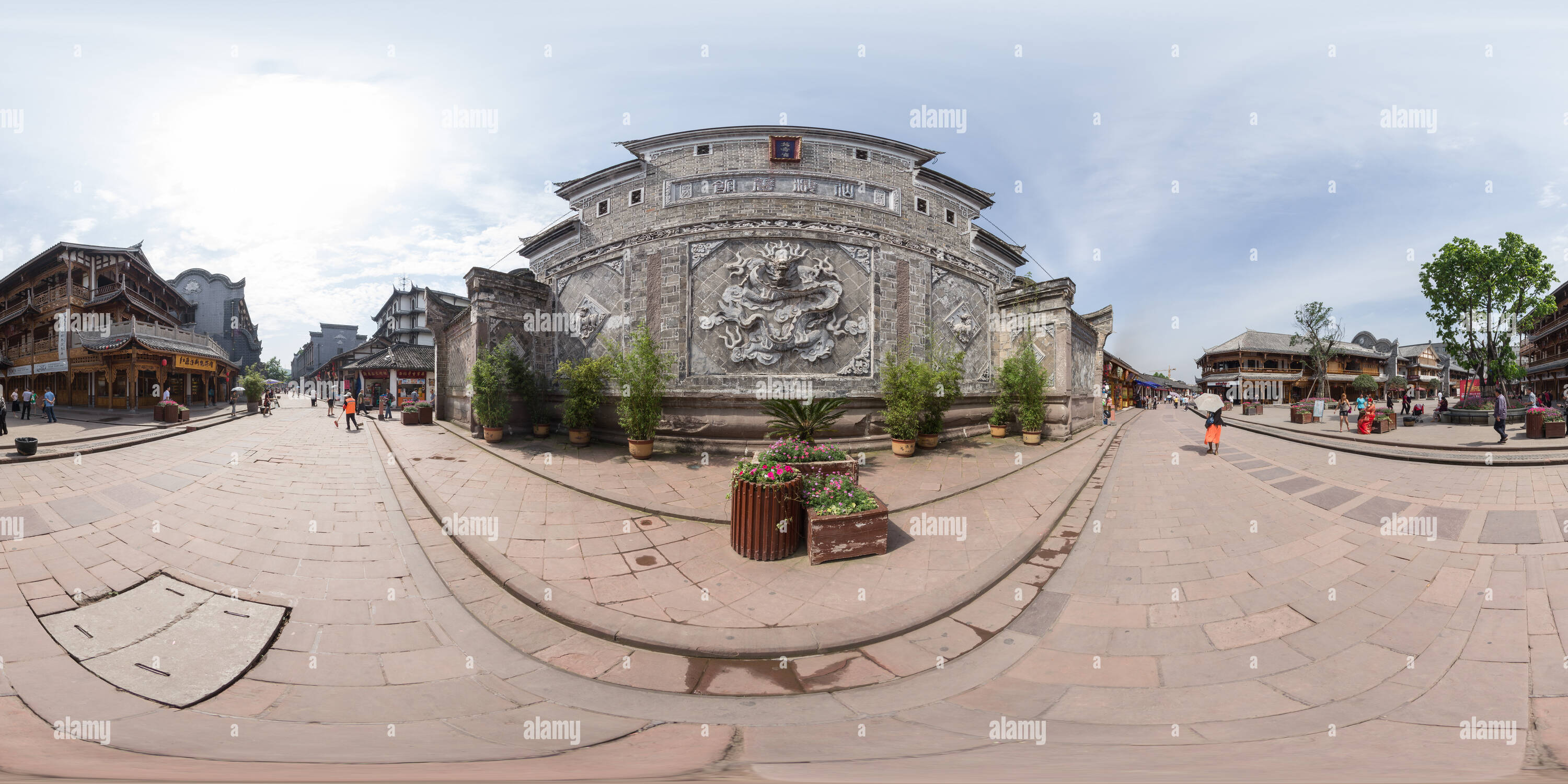360° view of Chengdu - Ancient Town - stone screen wall -1-2012 - Alamy