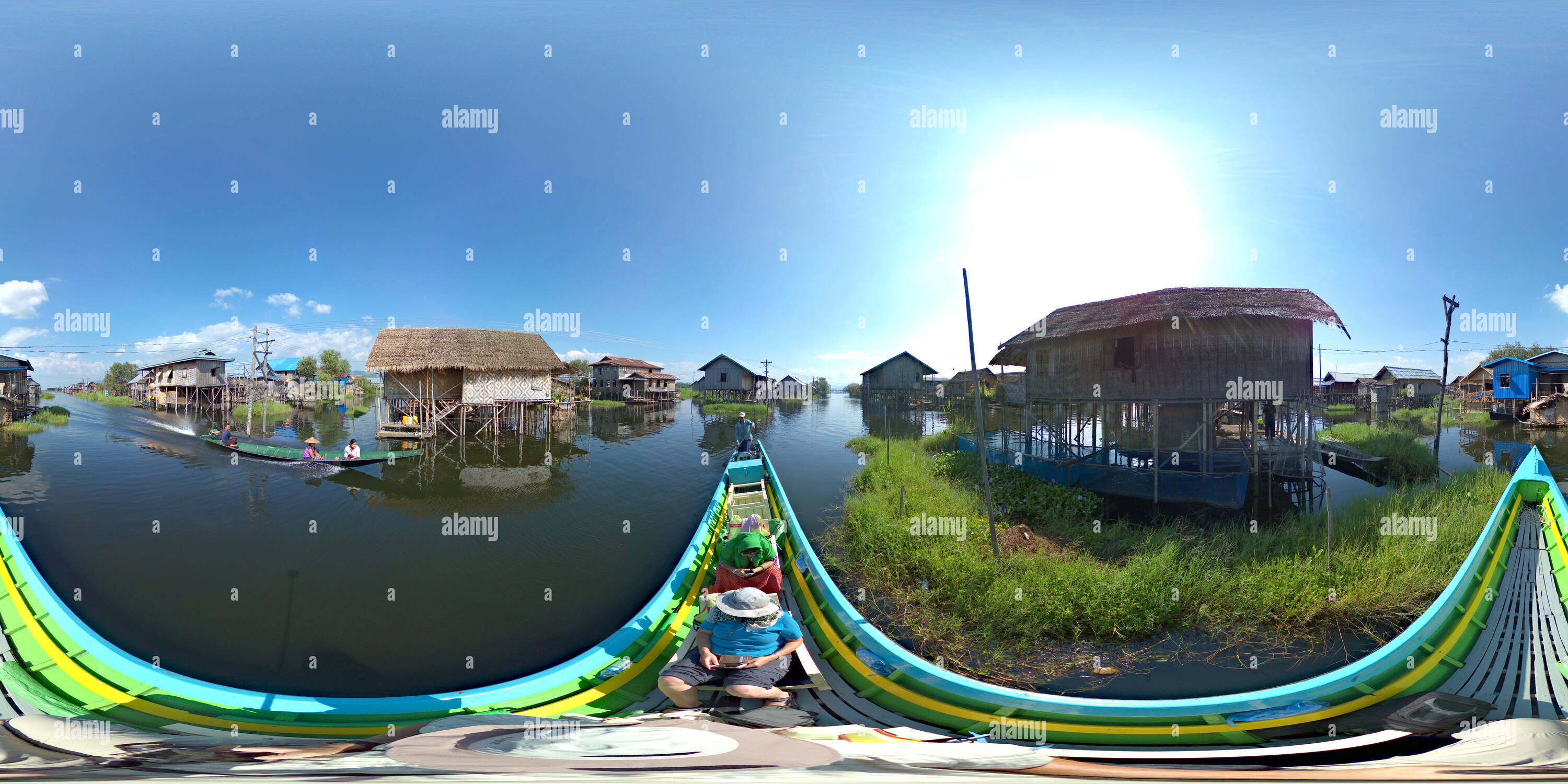 360° view of Inle Lake - Myanmar (Village - Alamy