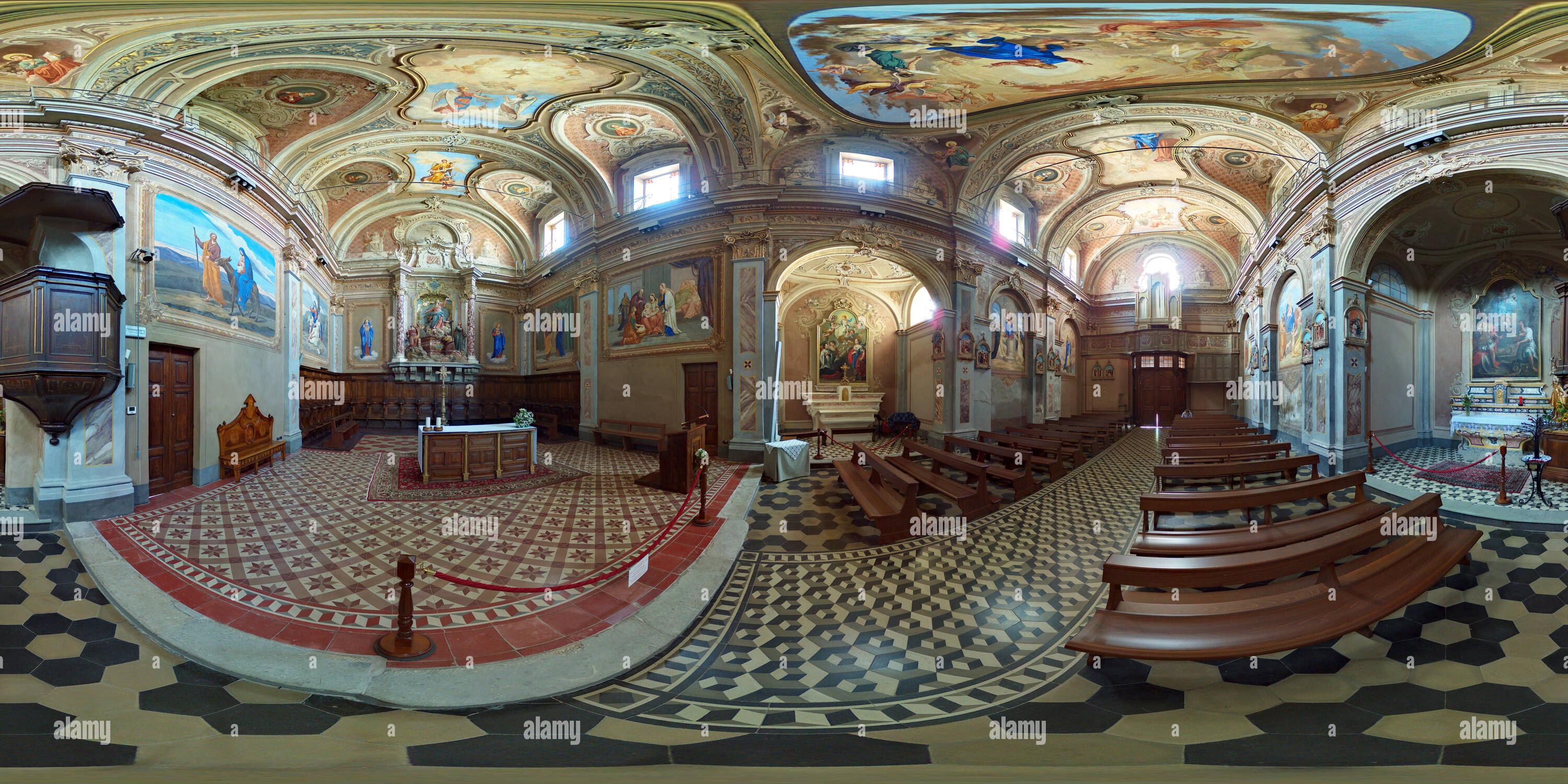 360° view of Church of Treiso - Alamy