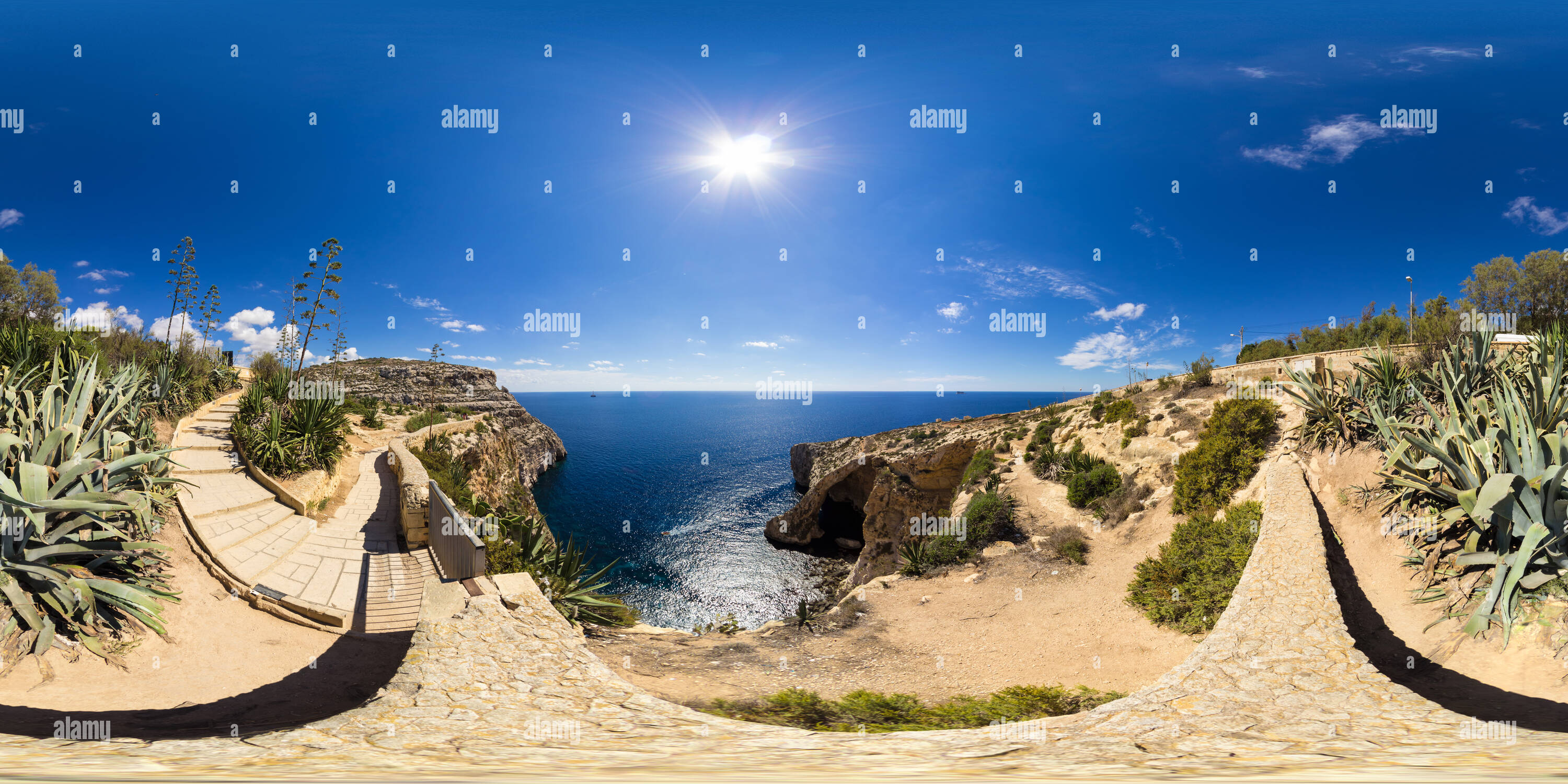 360° view of Malta - Blue Grotto from Viewpoint - Alamy