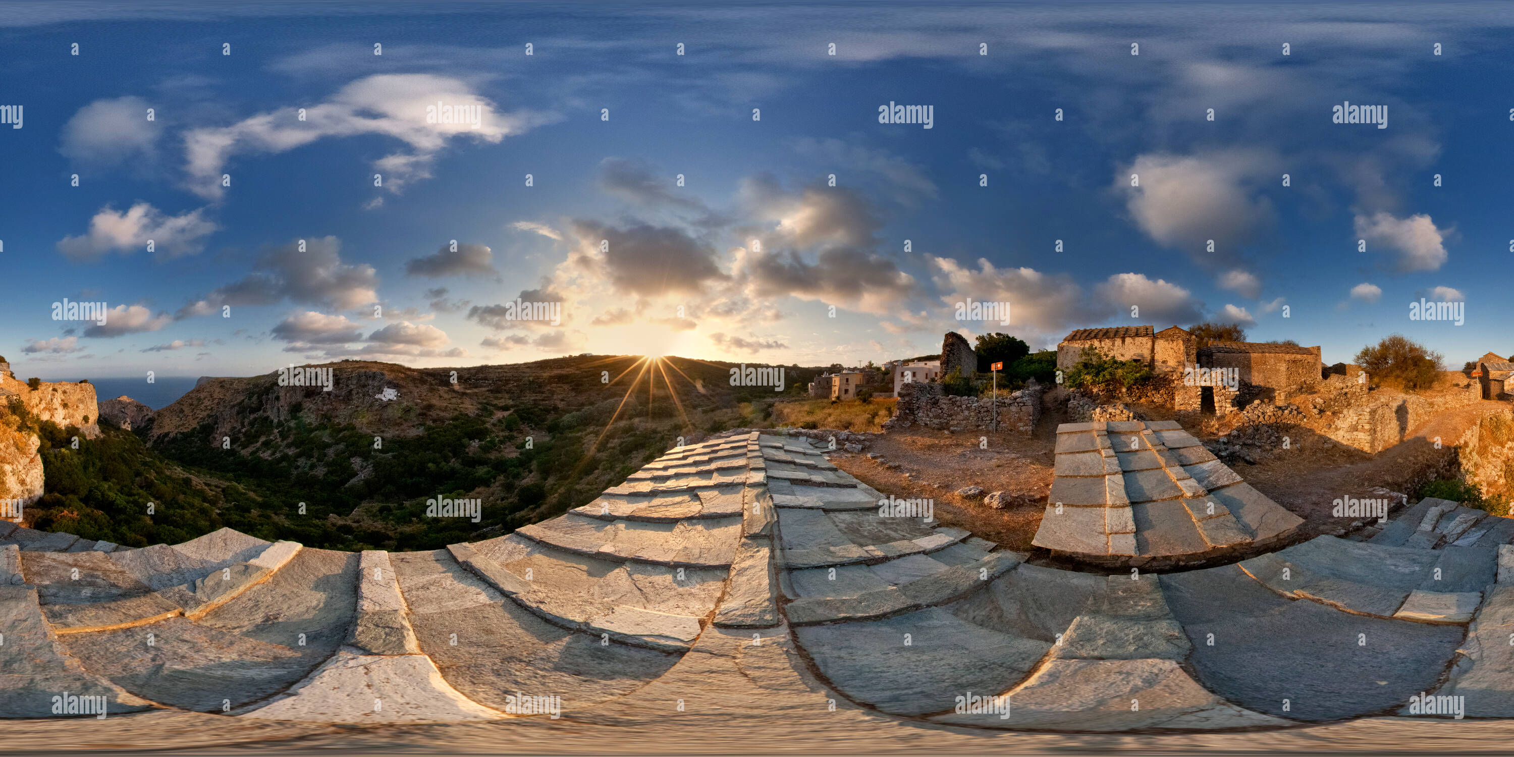 360° view of Kato Chora Castle, Milopotamos, Kithira island, Greece - Alamy