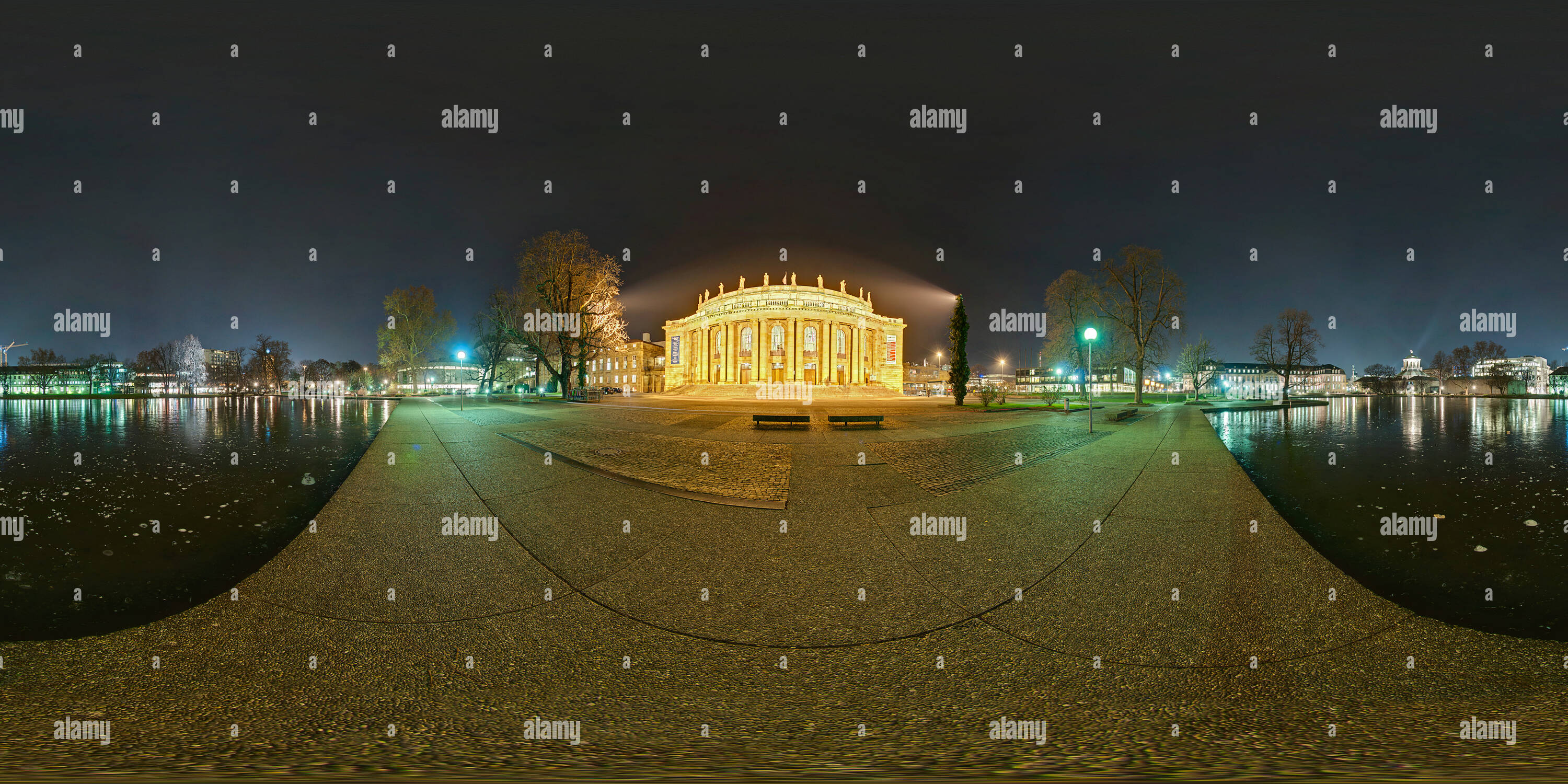 360° view of Stuttgart - Staatstheater mit dem Eckensee - Alamy