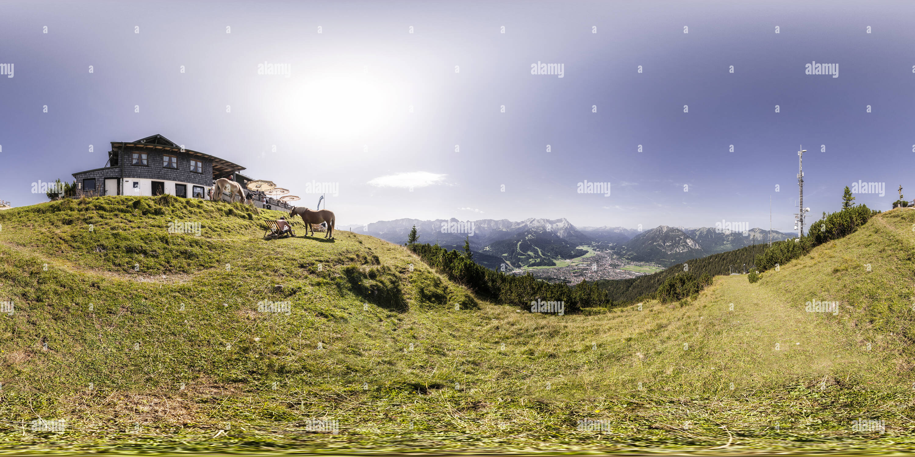 360° view of Pferde vor dem Wankhaus - Alamy
