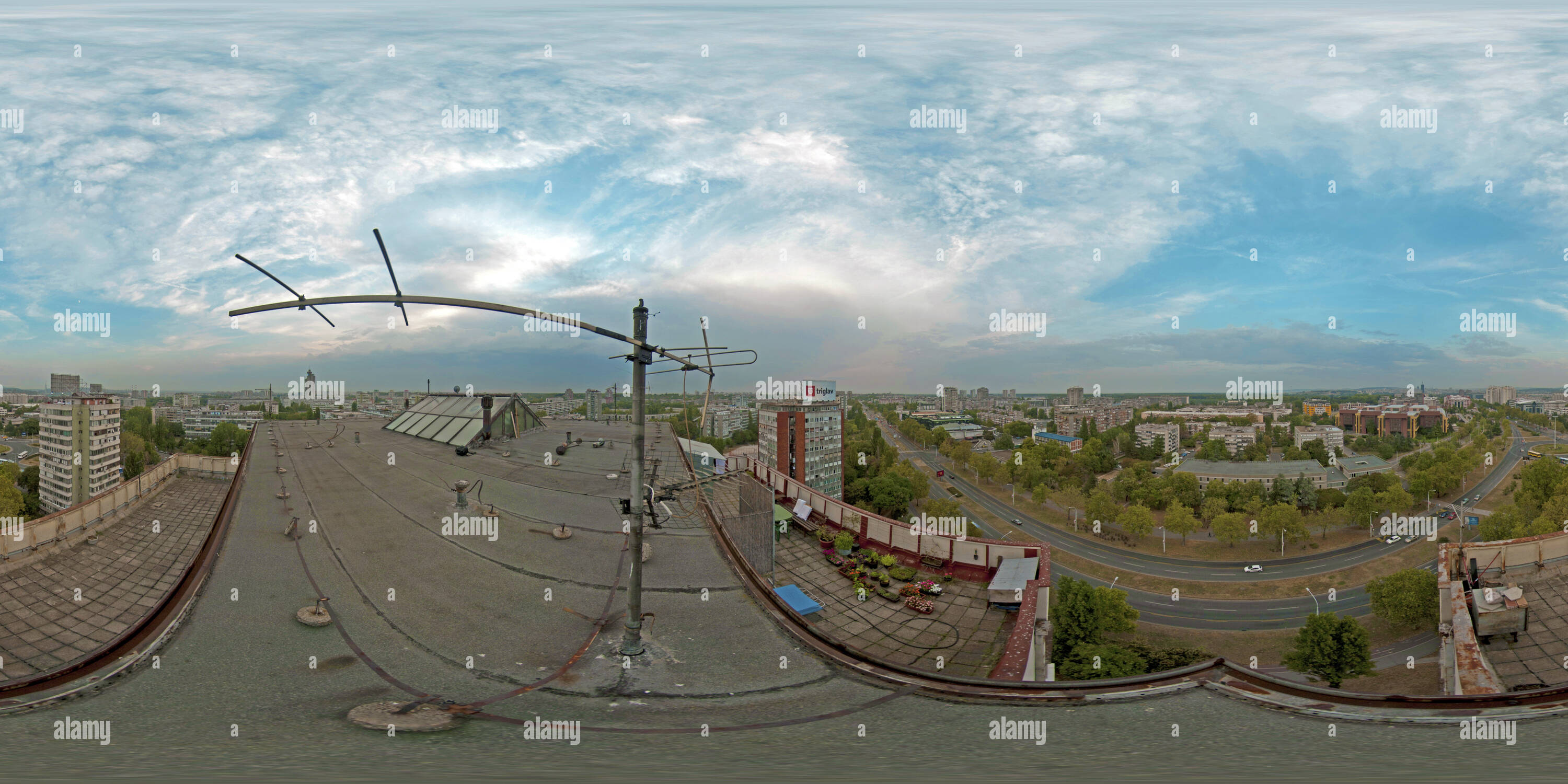 360° view of Skyscraper and roundabout in New Belgrade (Bulevar Mihajla ...