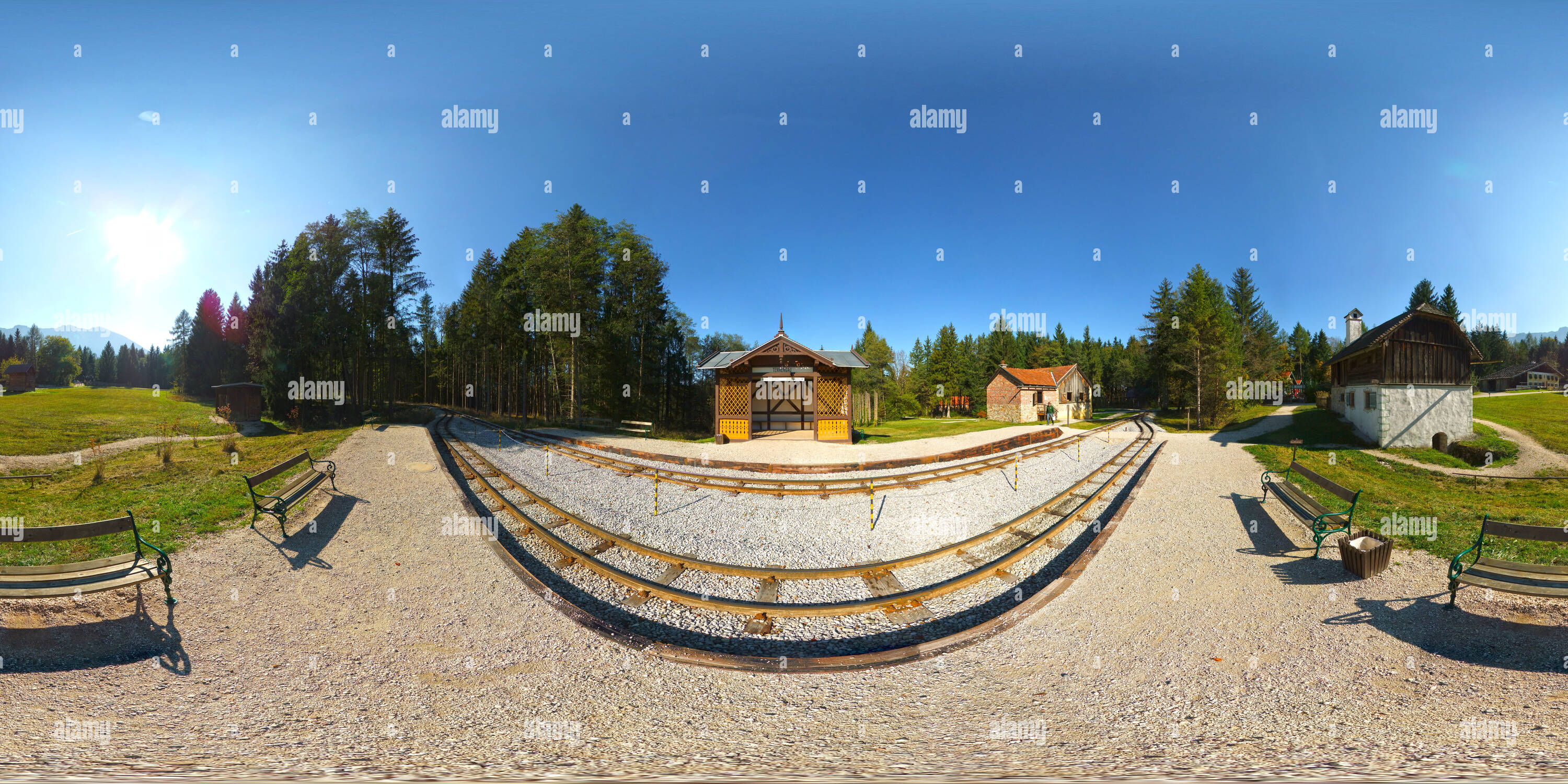 360° view of -Großgmain- Salzburger Freilichtmuseum - Bahnhof Tennengau ...